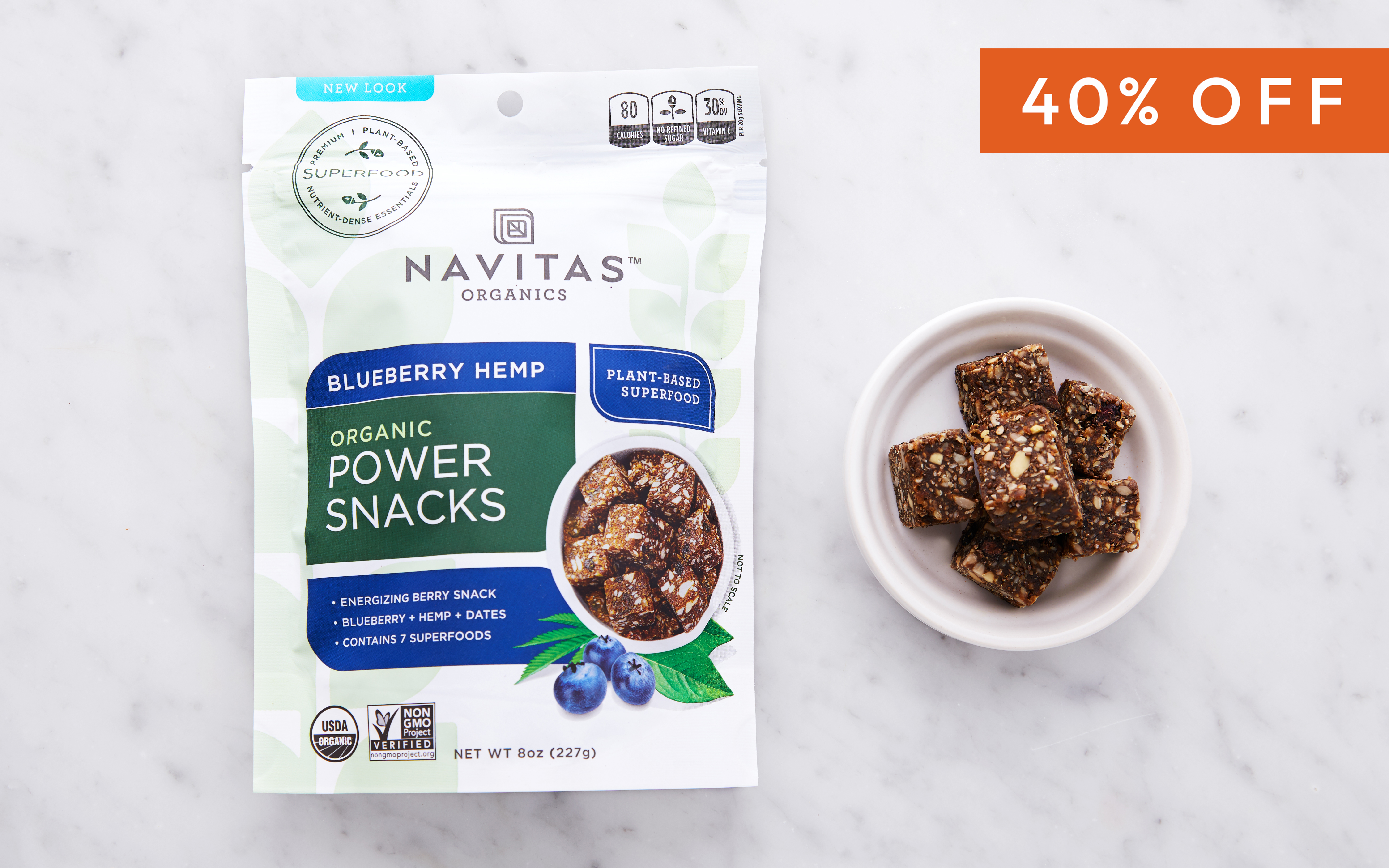 Organic Blueberry Hemp Power Snacks | 8 oz | Navitas Organics | Good Eggs