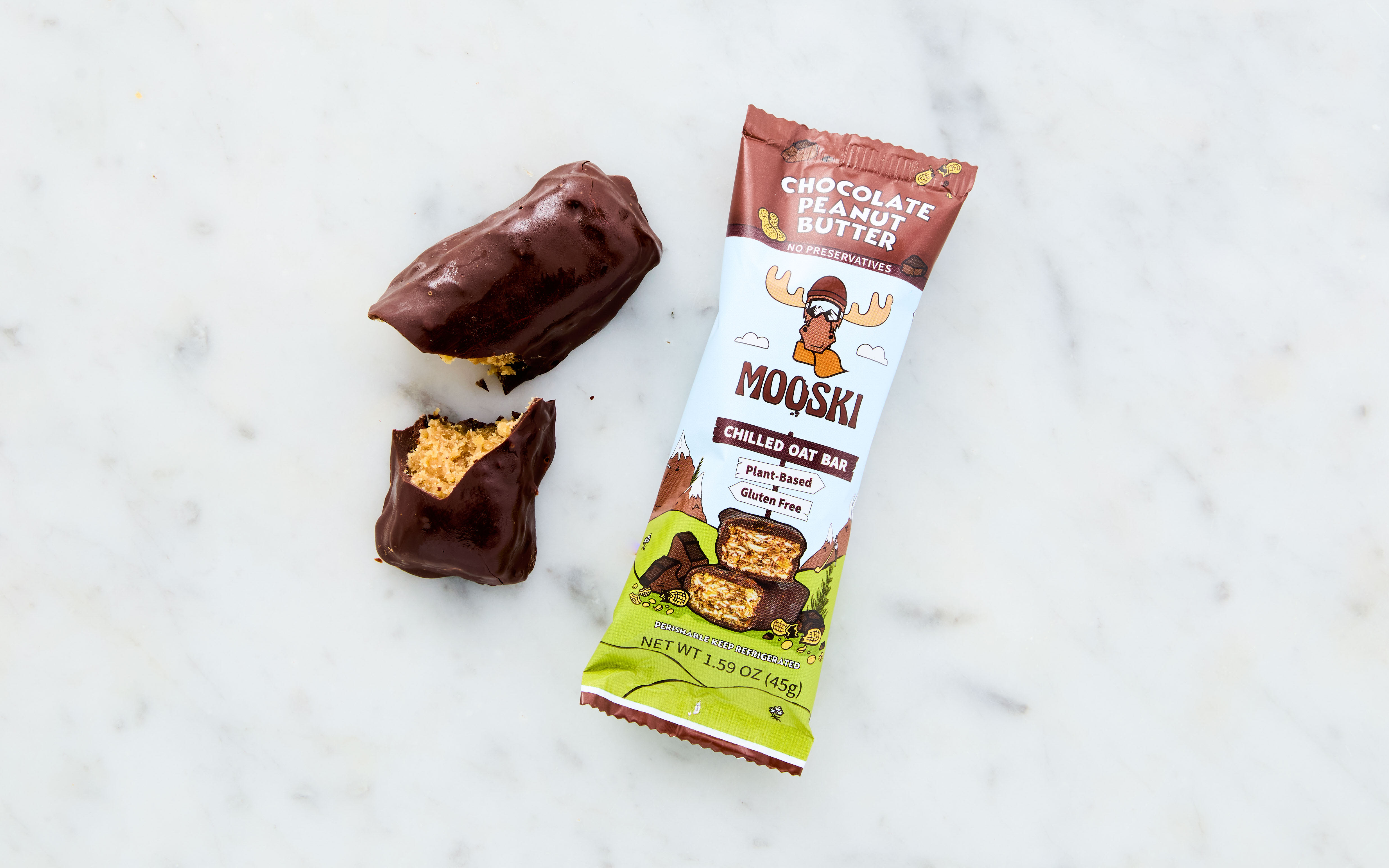 Chocolate Peanut Butter Chilled Oat Bar | 1.59 oz | Mooski | Good Eggs