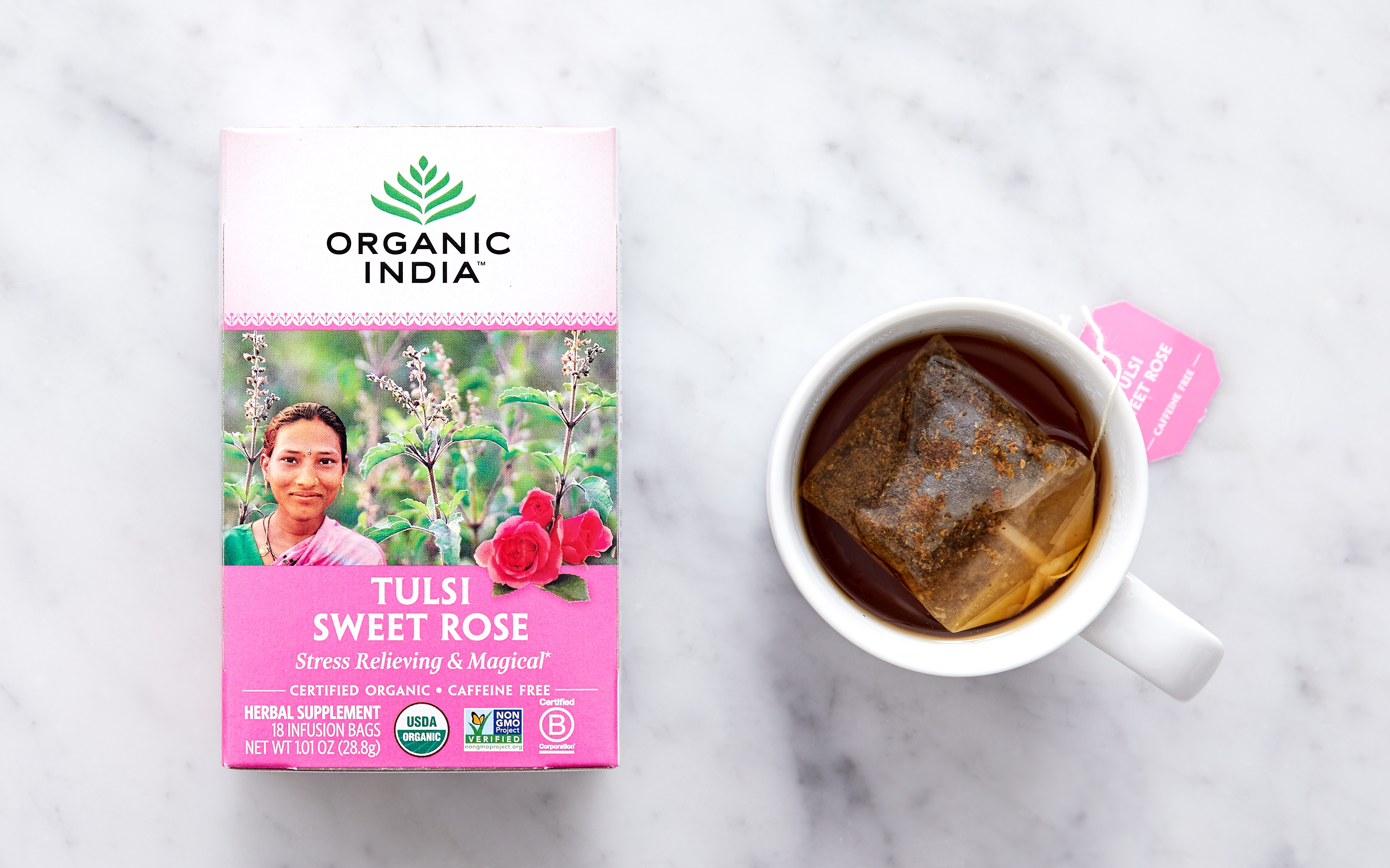 Organic Tulsi Sweet Rose Tea | 18 count | Organic India | Good Eggs