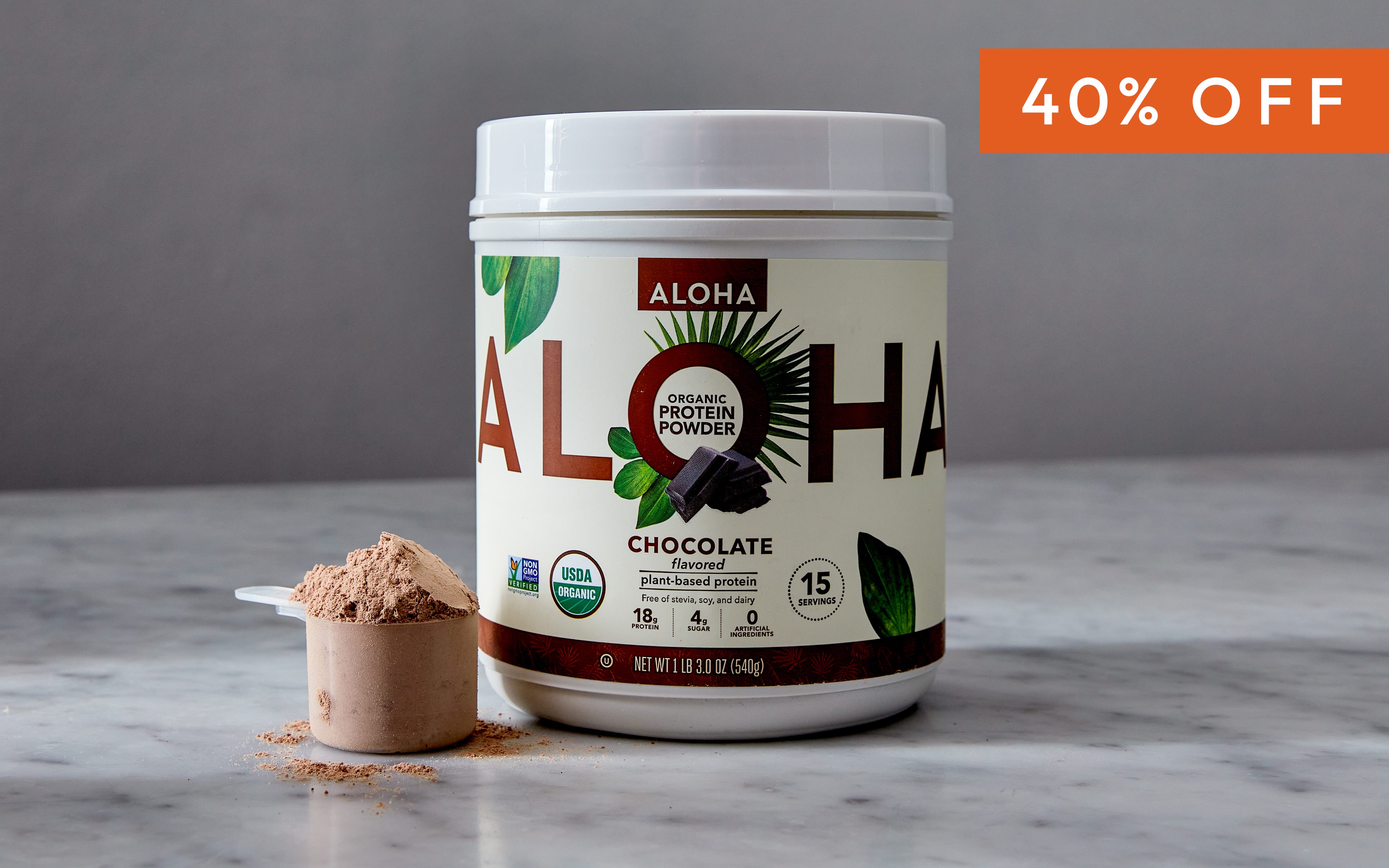 Chocolate Plant Based Protein Powder | 19 oz | Aloha | Good Eggs