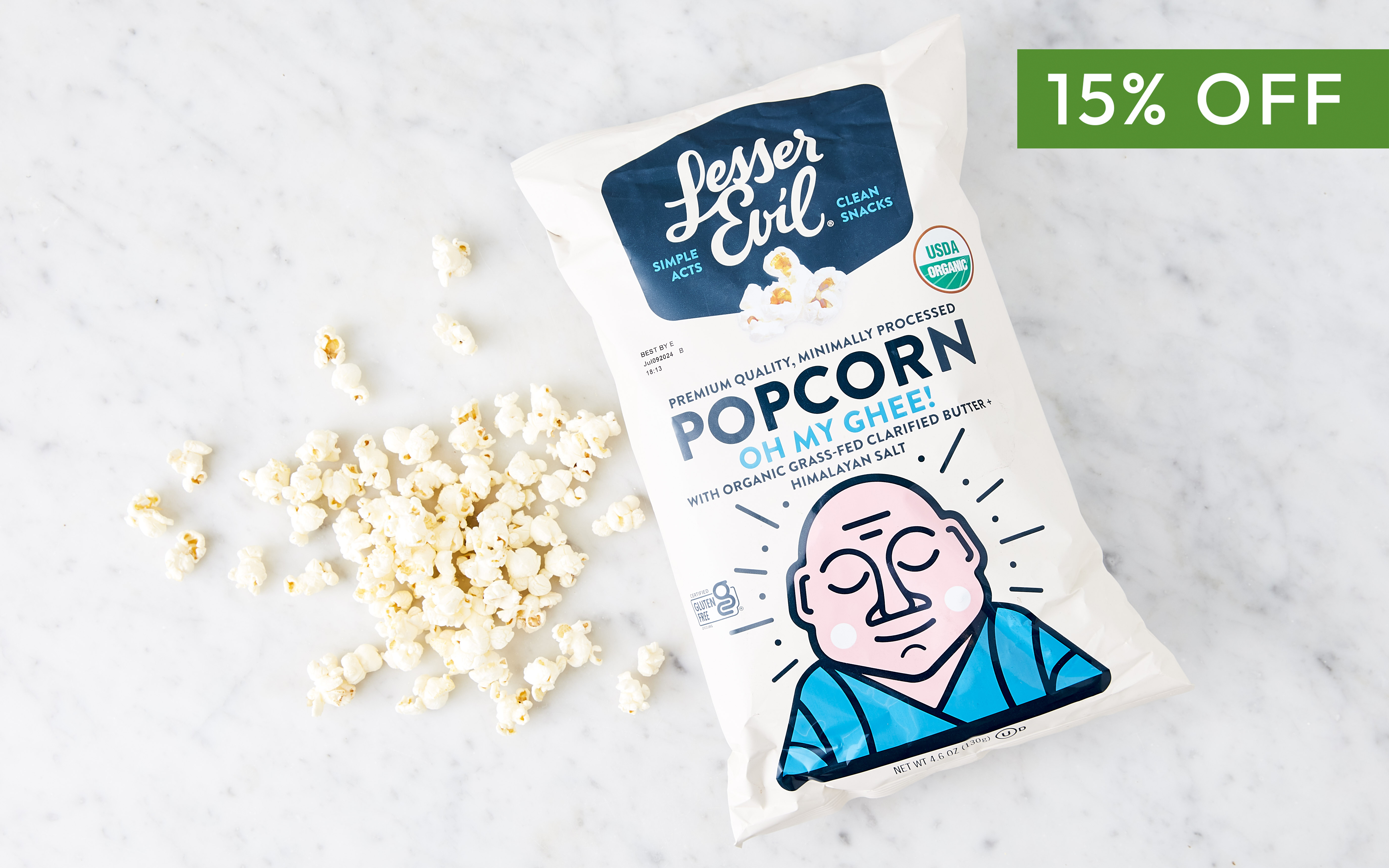 Organic Oh My Gee Popcorn | 4.6 oz | Lesser Evil | Good Eggs