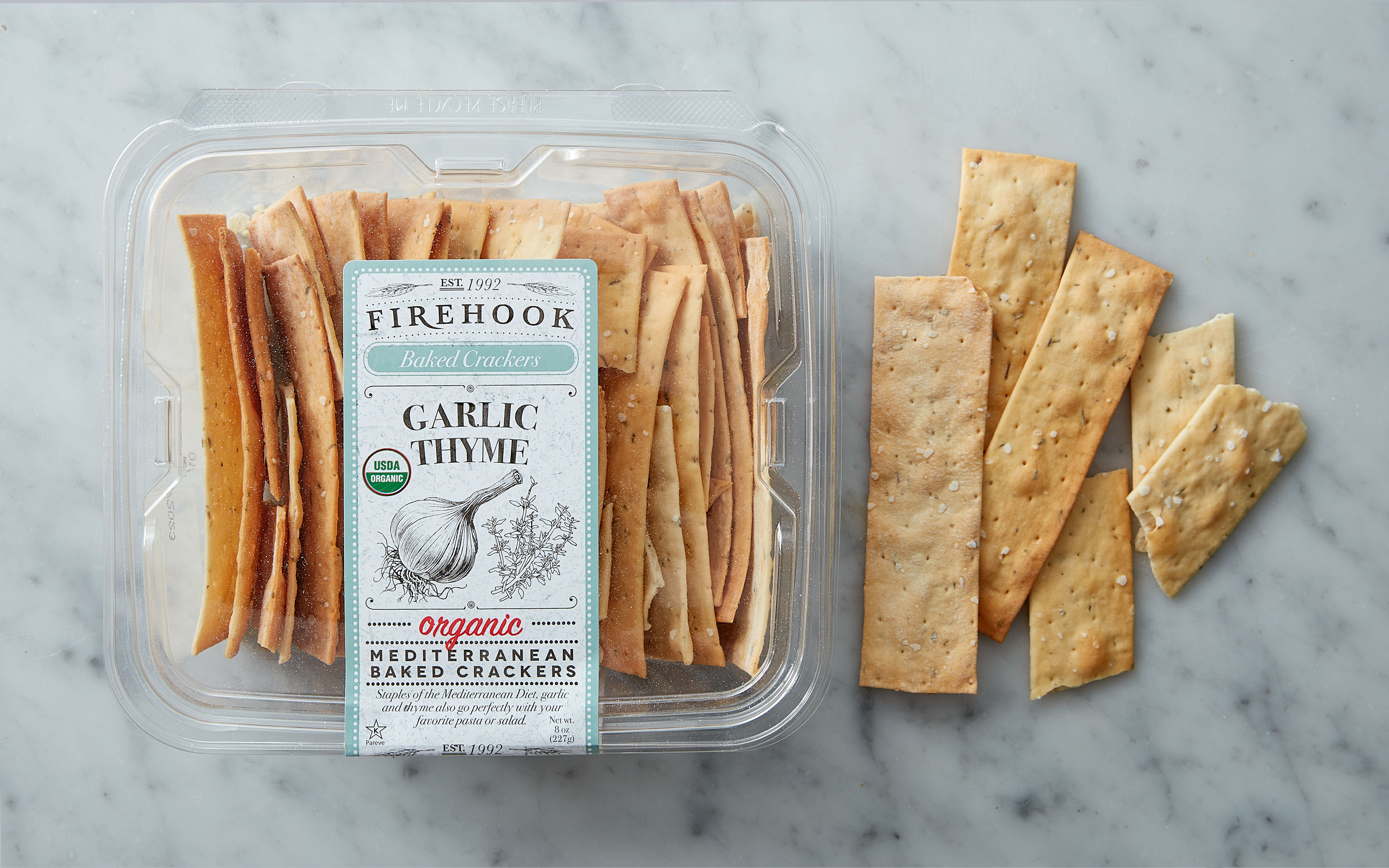 Garlic Thyme Baked Crackers | 8 oz | Firehook Bakery | Good Eggs