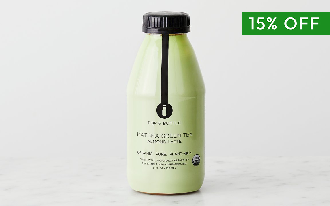 Organic Matcha Almond Milk Latte | 11 fl oz | Pop & Bottle | Good Eggs