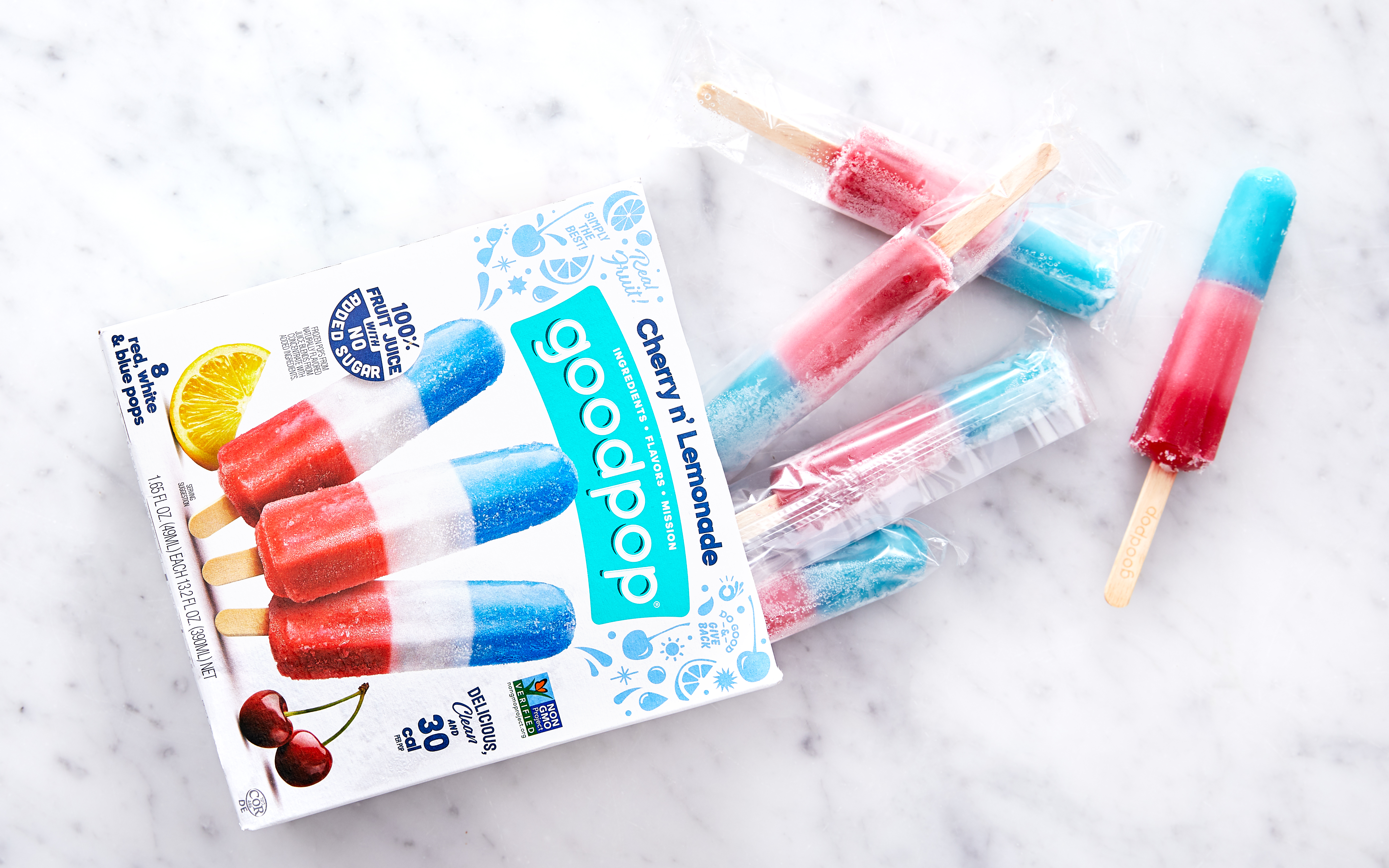 Red, White & Blue Cherry n' Lemonade Pops | 8 count | GoodPop | Good Eggs