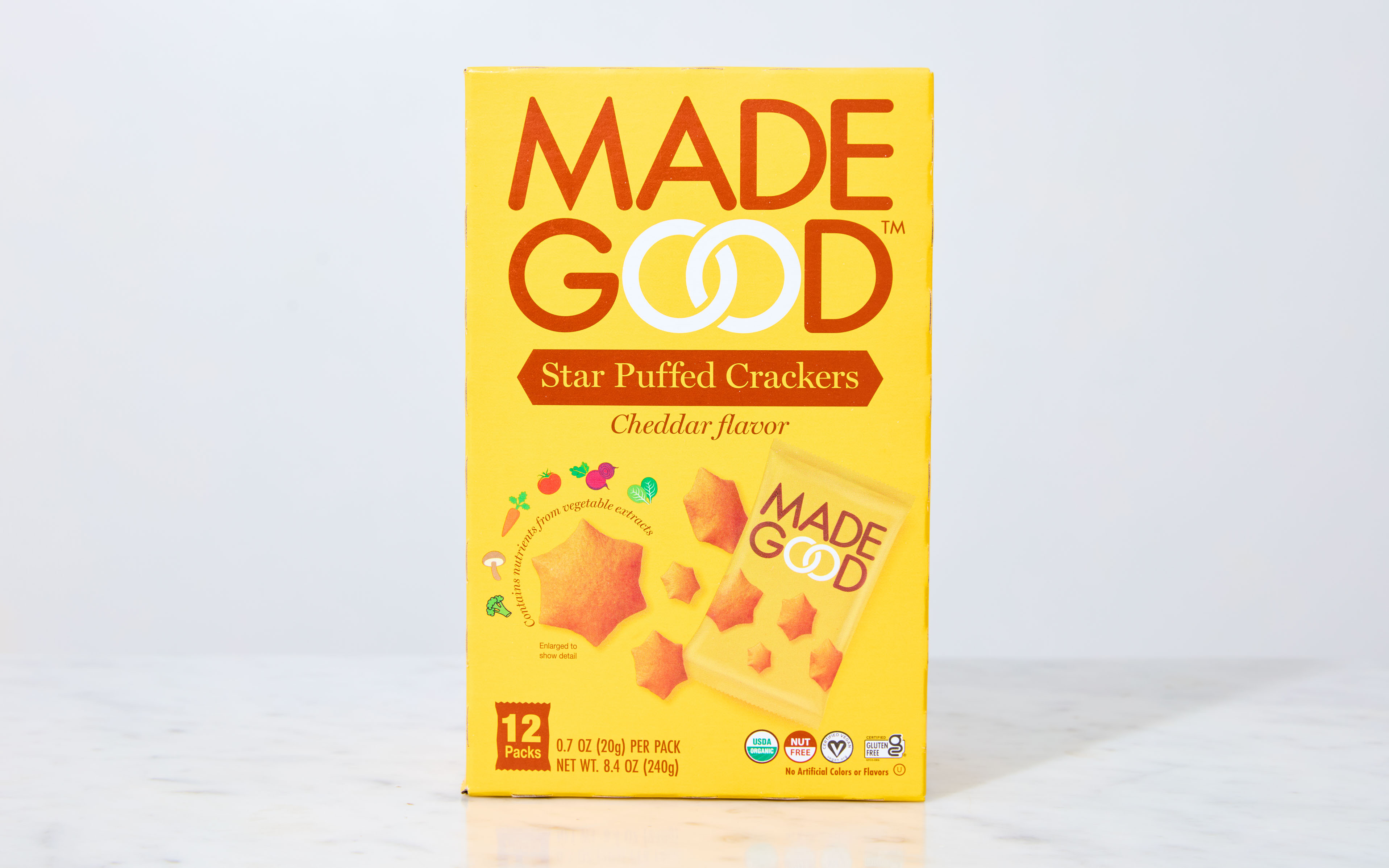 Star Puffed Cheddar Crackers Snack Packs | 12 count | MadeGood Foods ...