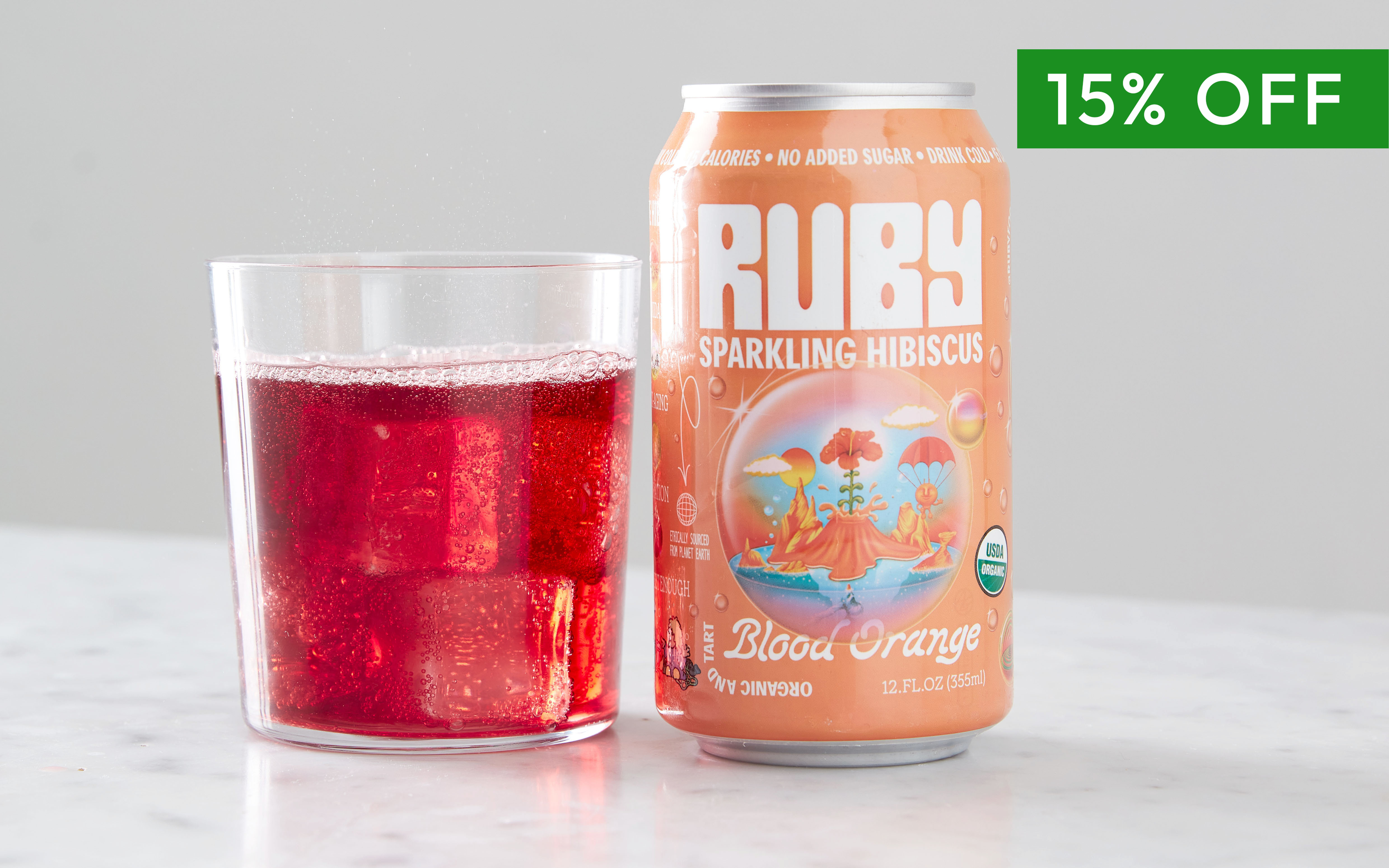 Blood Orange Sparkling Hibiscus Water | 12 oz | Ruby Hibiscus | Good Eggs