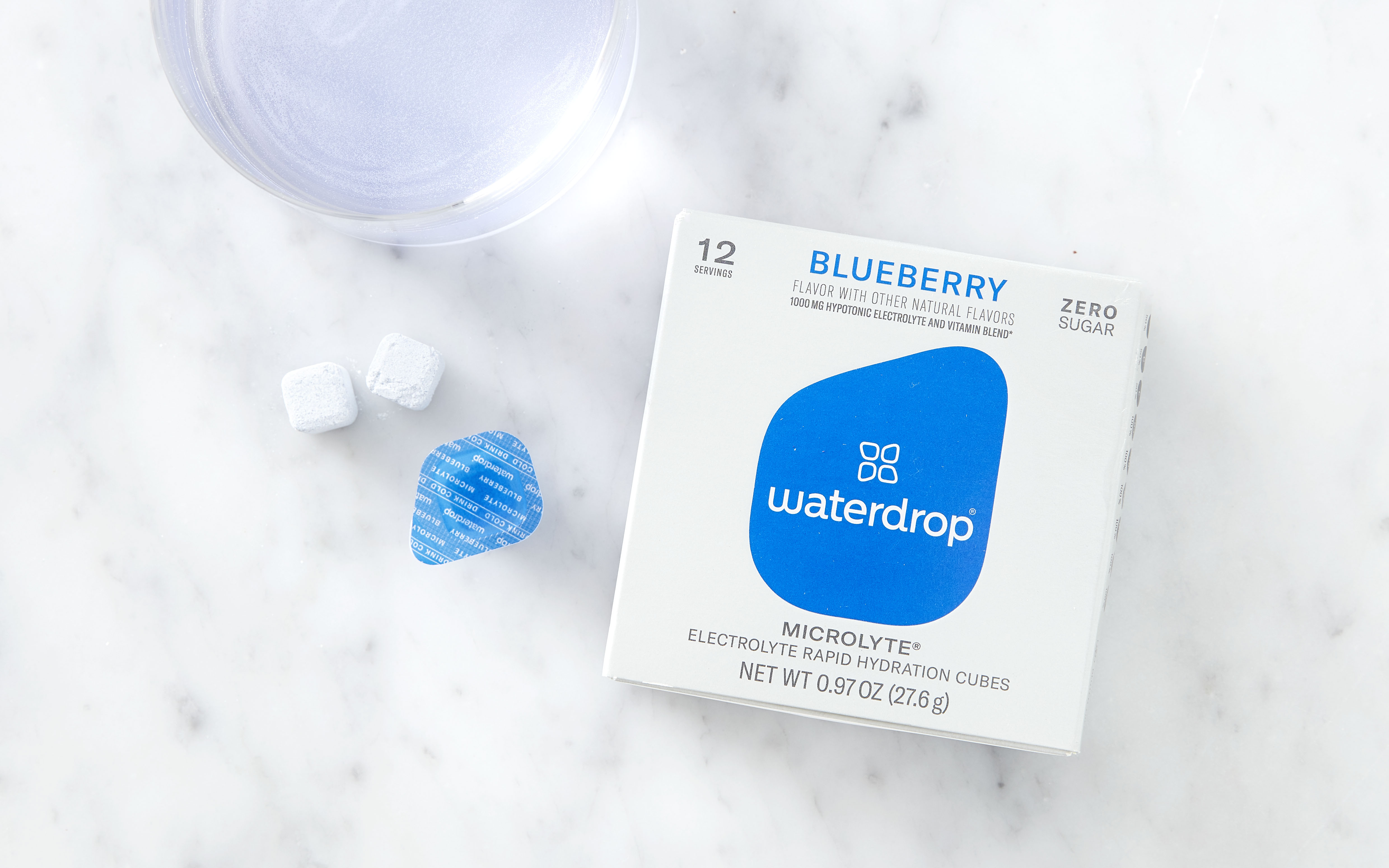 Blueberry Microlyte Hydration Cubes | 12 count | Waterdrop | Good Eggs
