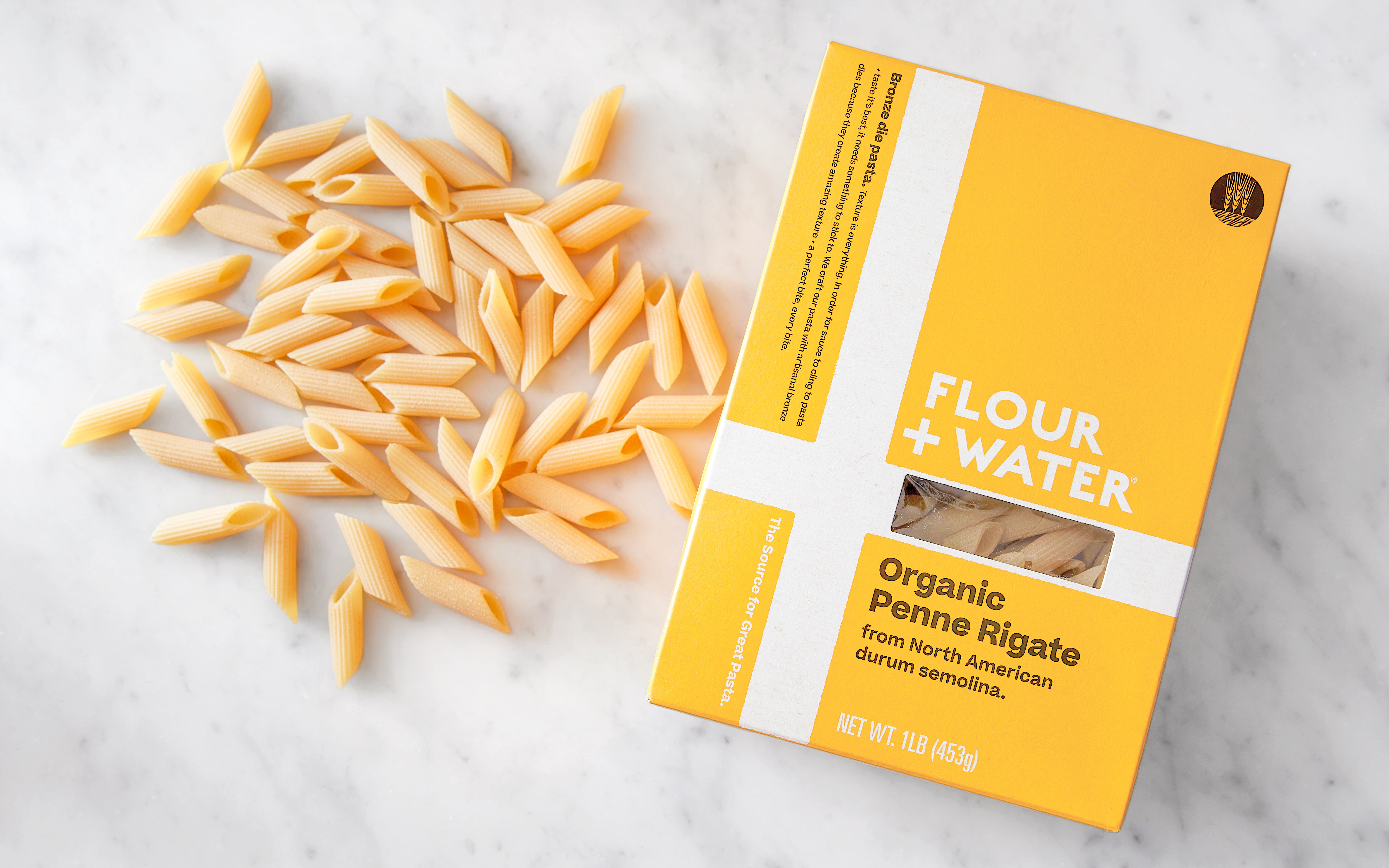 Organic Bronze Penne | 16 oz | Flour + Water | Good Eggs