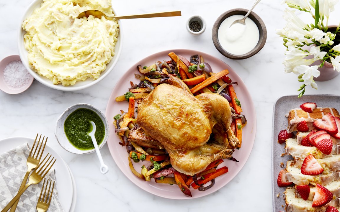 Roasted Chicken Celebration Dinner | 4 servings | Good Eggs Meal Kits ...