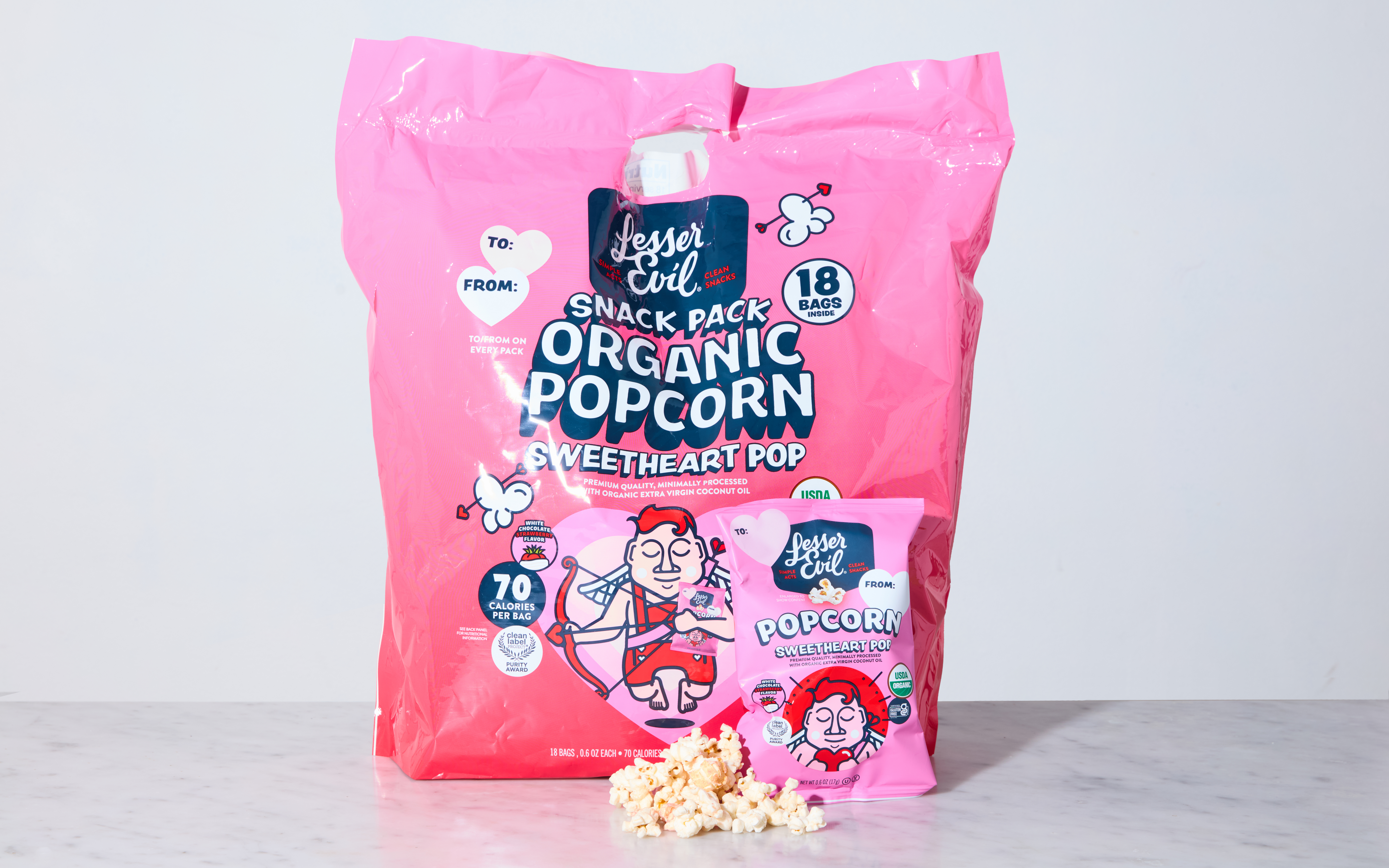 Sweetheart Pop Organic Popcorn Snack Packs | 18 count | Lesser Evil ...