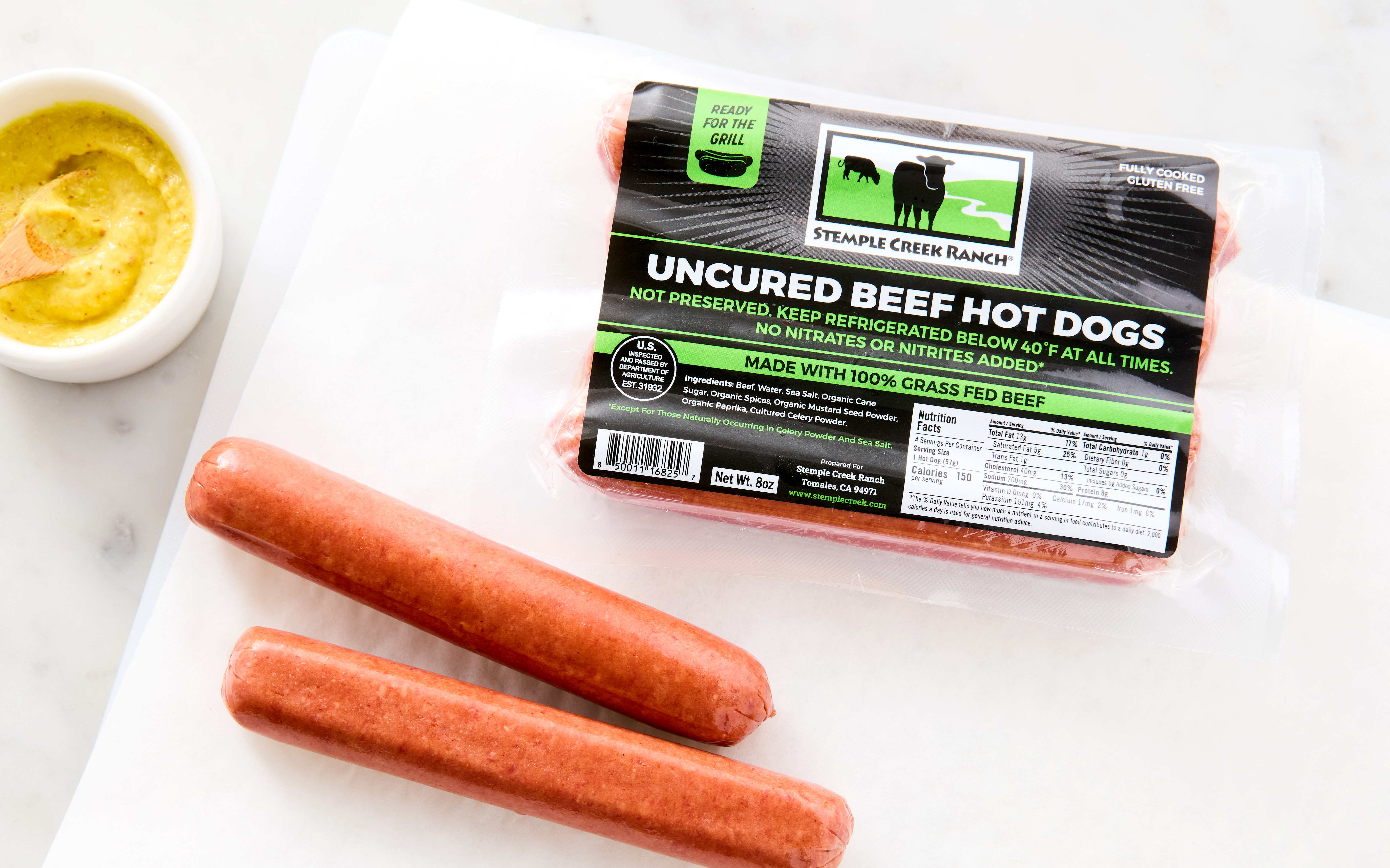 Grass Fed Beef Hot Dog (Frozen) | 8 oz | Stemple Creek Ranch | Good Eggs