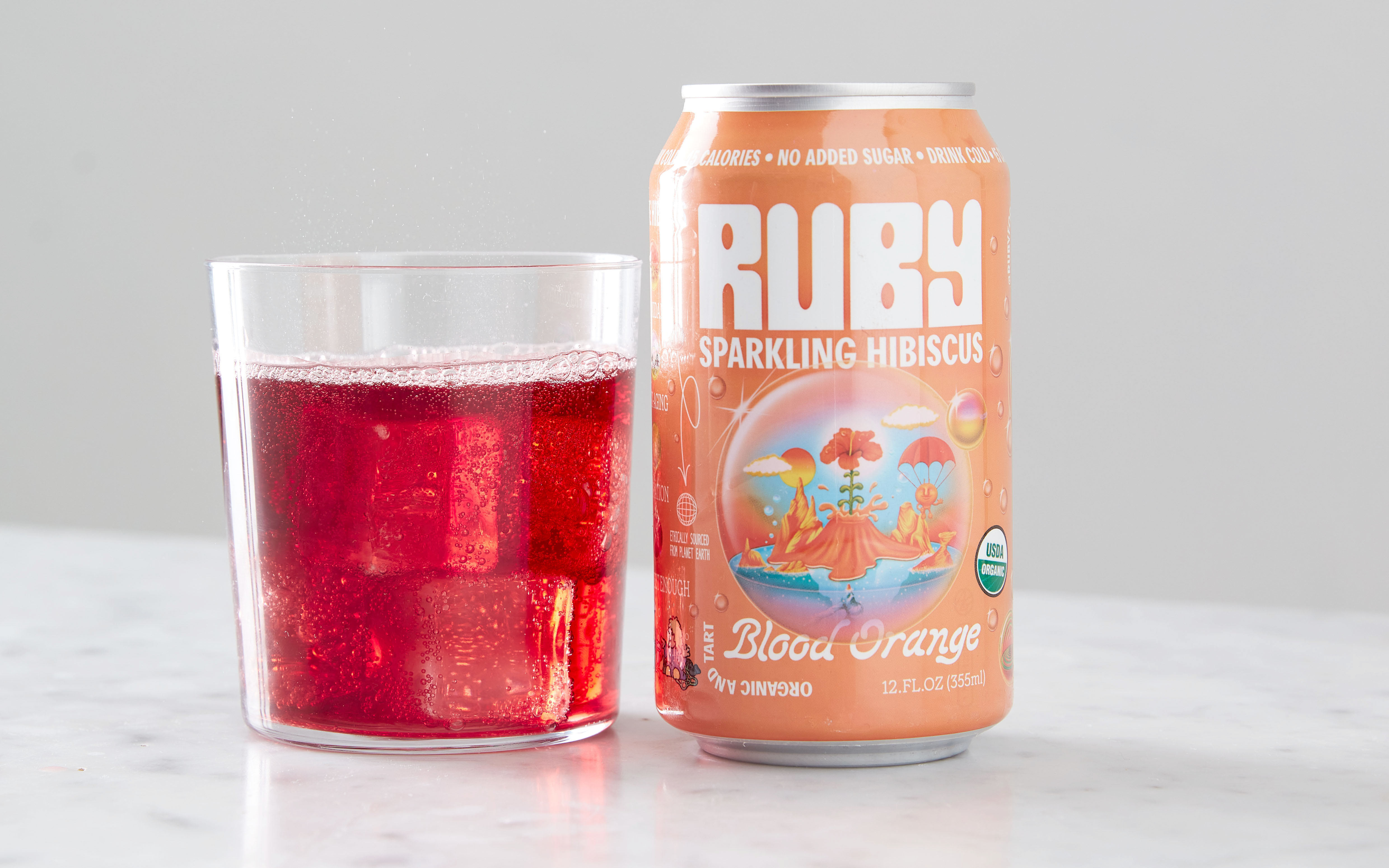 Blood Orange Sparkling Hibiscus Water | 12 oz | Ruby Hibiscus | Good Eggs