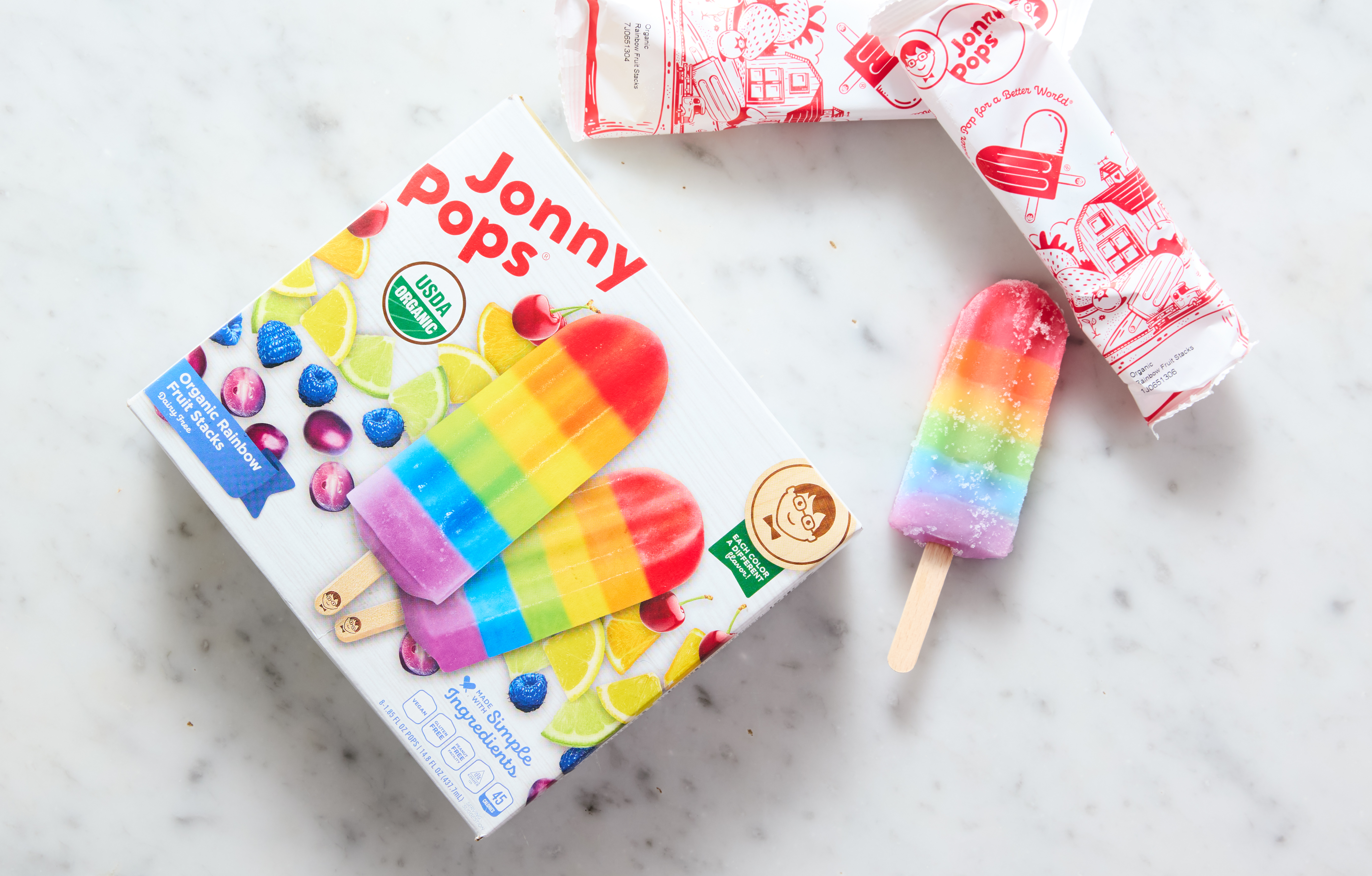 Organic Rainbow Fruit Stacks Pops | 8 count | JonnyPops | Good Eggs