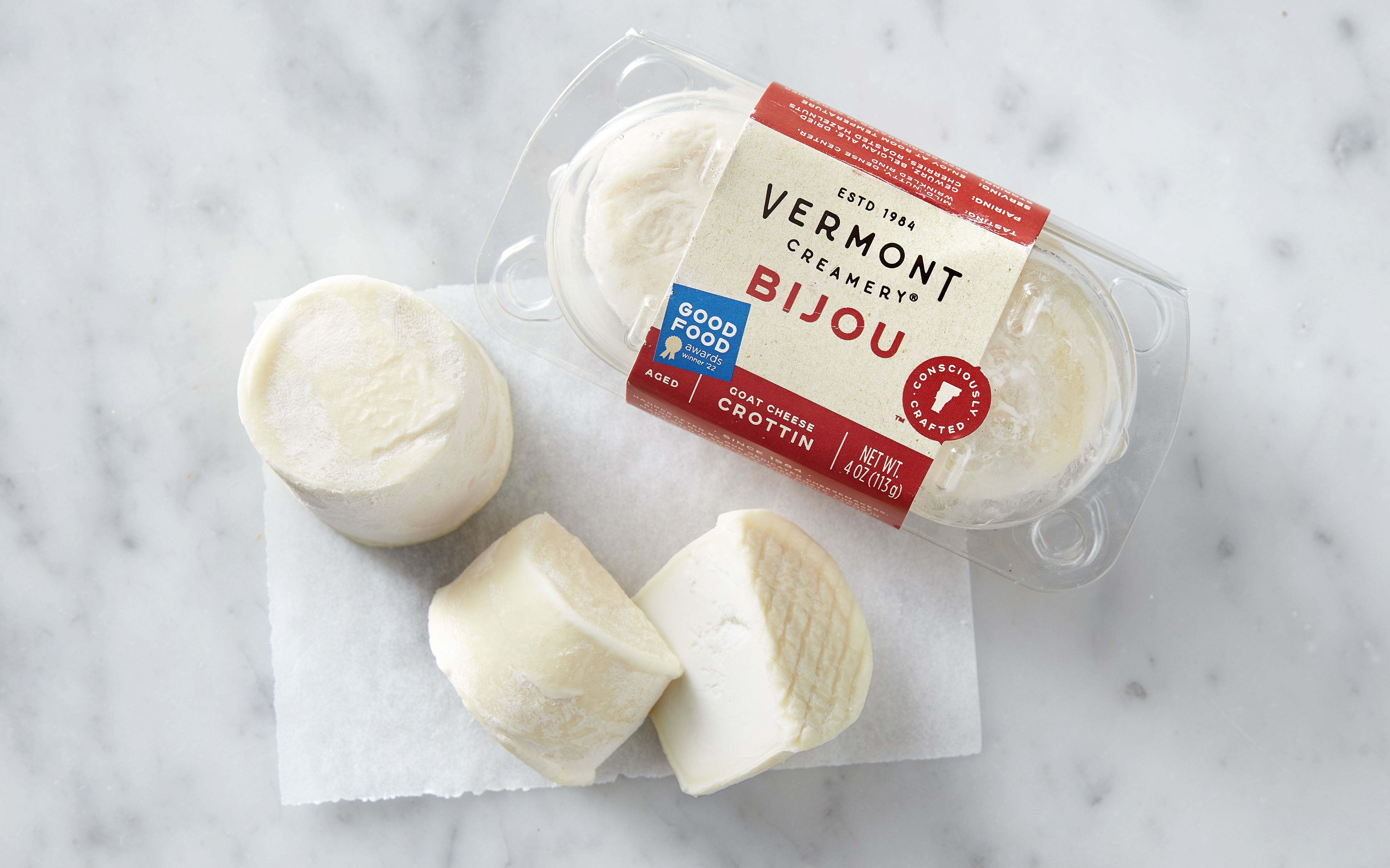 Bijou Aged Goat Cheese Crottin | 2 count | Vermont Creamery | Good Eggs