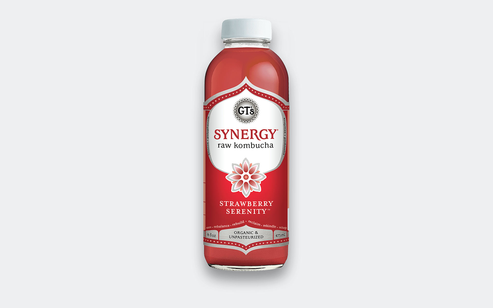 Strawberry Serenity Kombucha | 16 fl oz | GT's Living Foods | Good Eggs