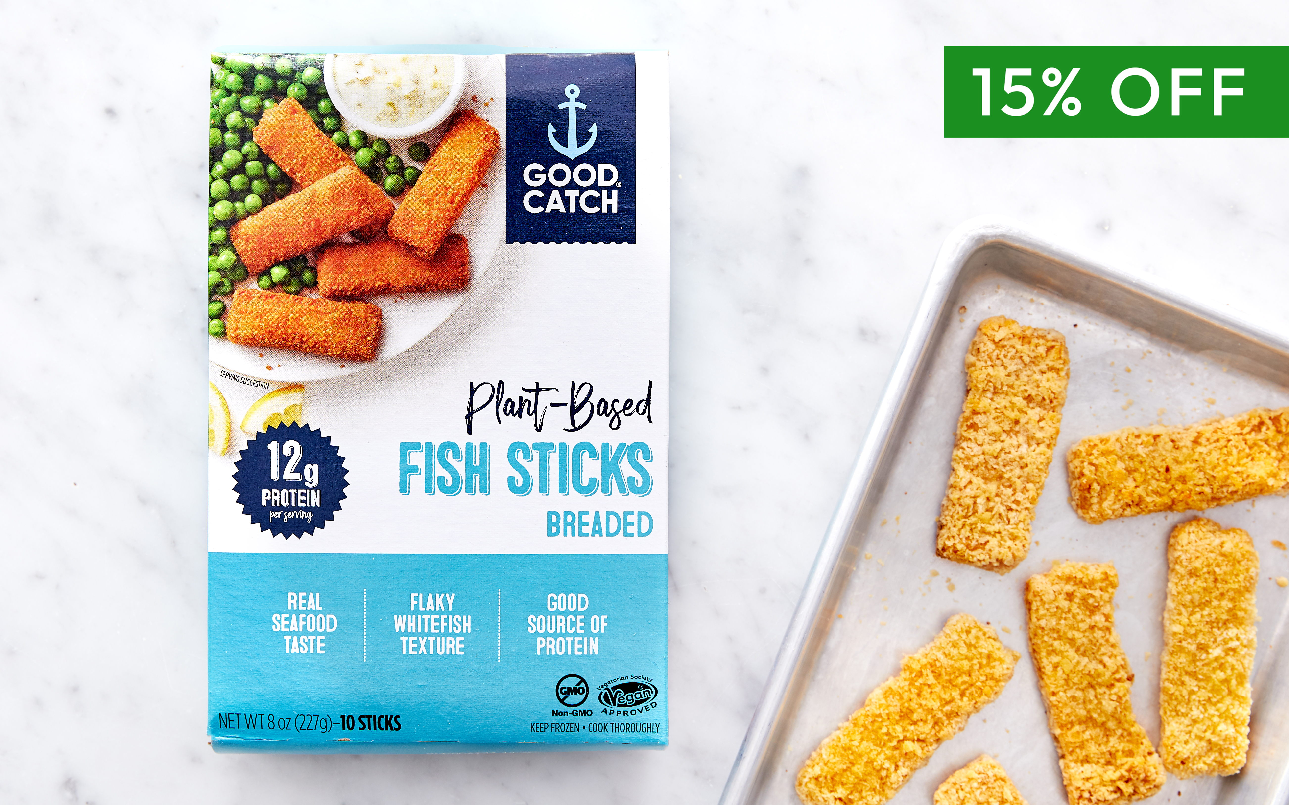 Plant-Based Breaded Fish Sticks | 8 oz | Good Catch | Good Eggs