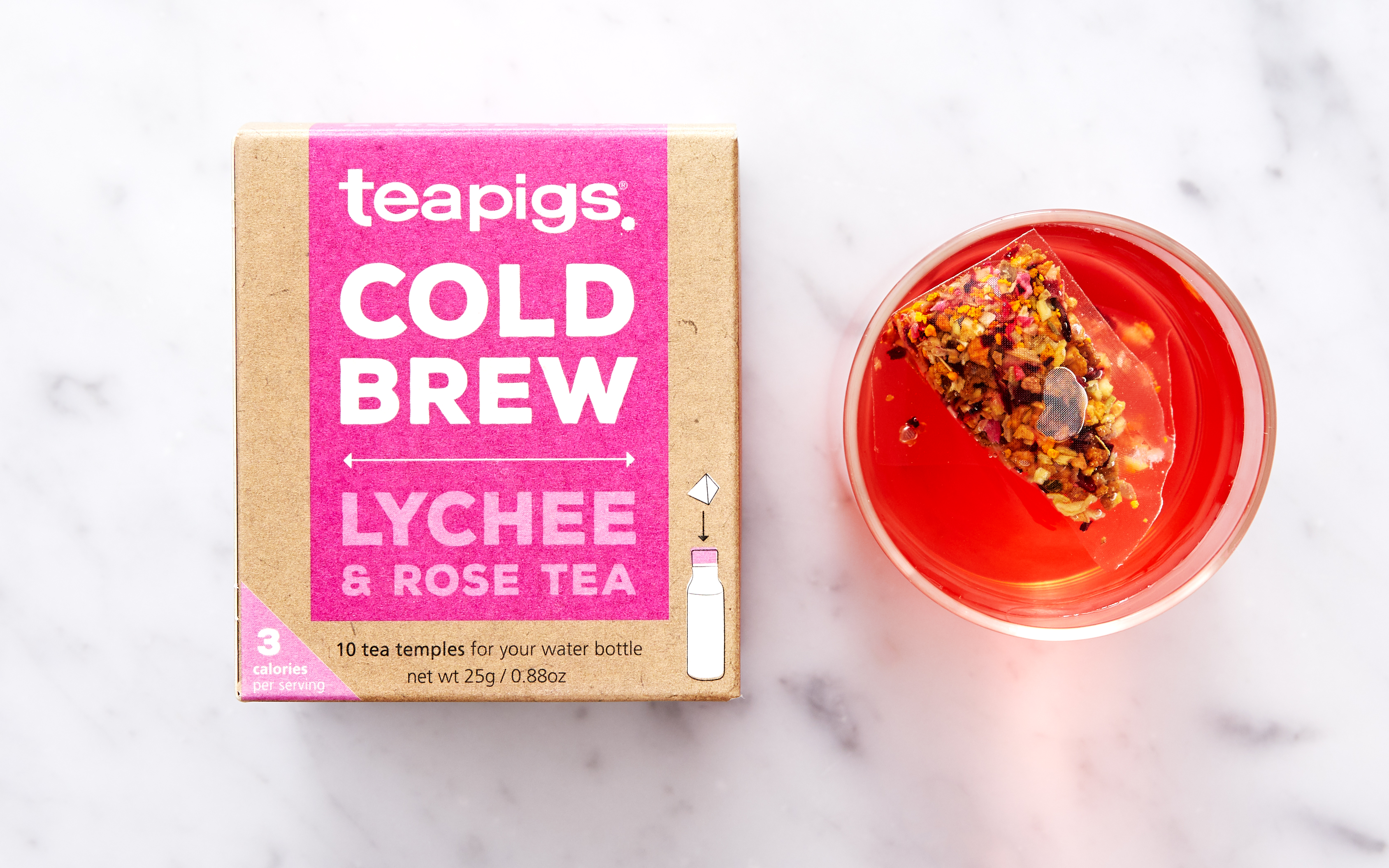 Lychee & Rose Cold Brew Tea Bags | 10 count | Teapigs | Good Eggs