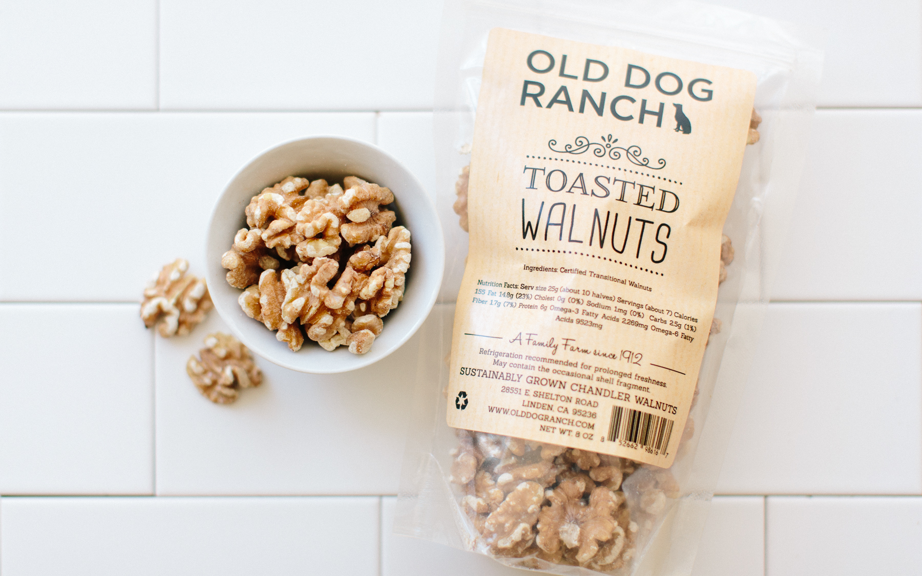 Organic Toasted Chandler Walnut Halves | 8 oz | Old Dog Ranch | Good Eggs