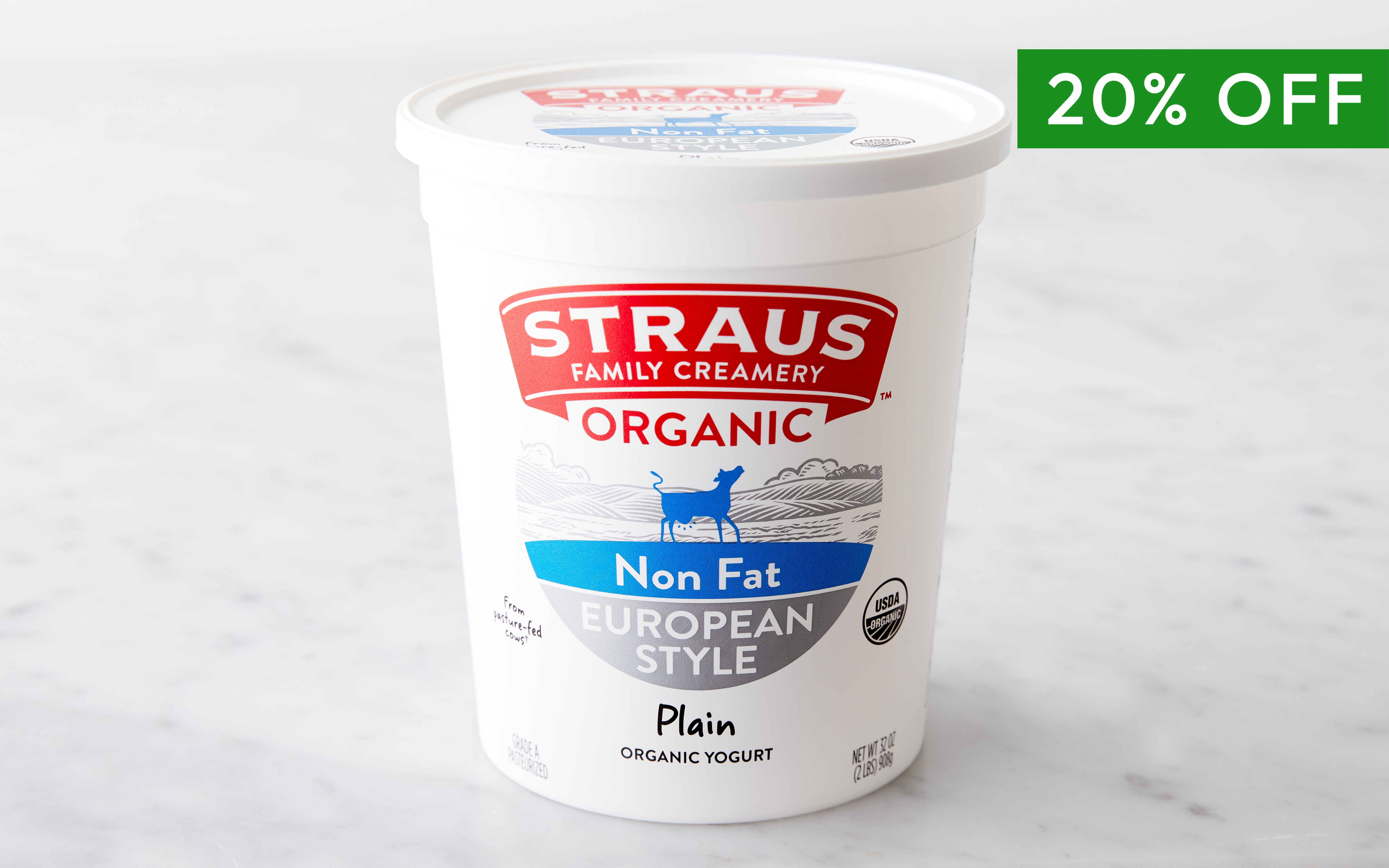 Organic Plain Nonfat Yogurt | 32 oz | Straus Family Creamery | Good Eggs