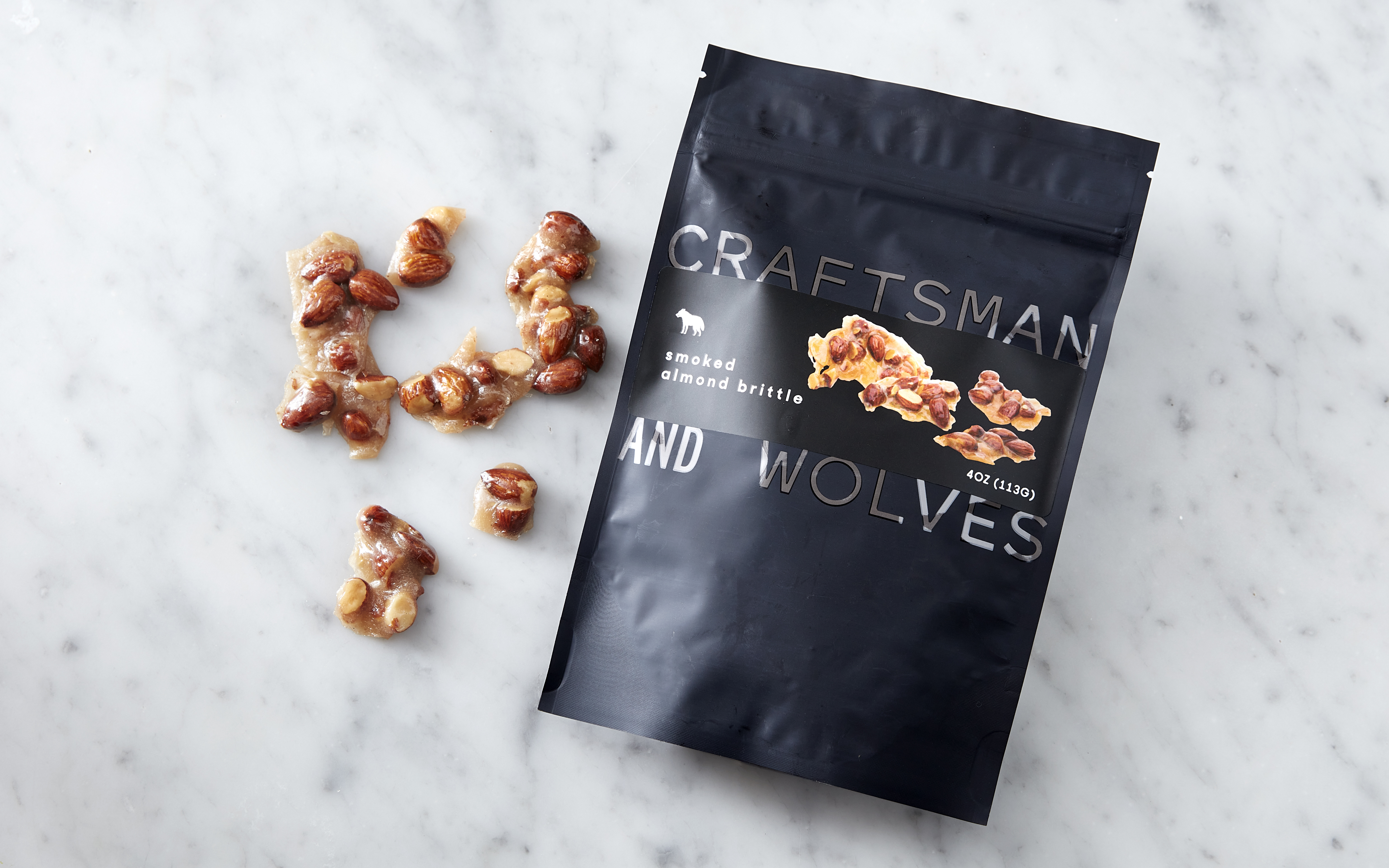 Smoked Almond Brittle | 4 oz | Craftsman and Wolves | Good Eggs