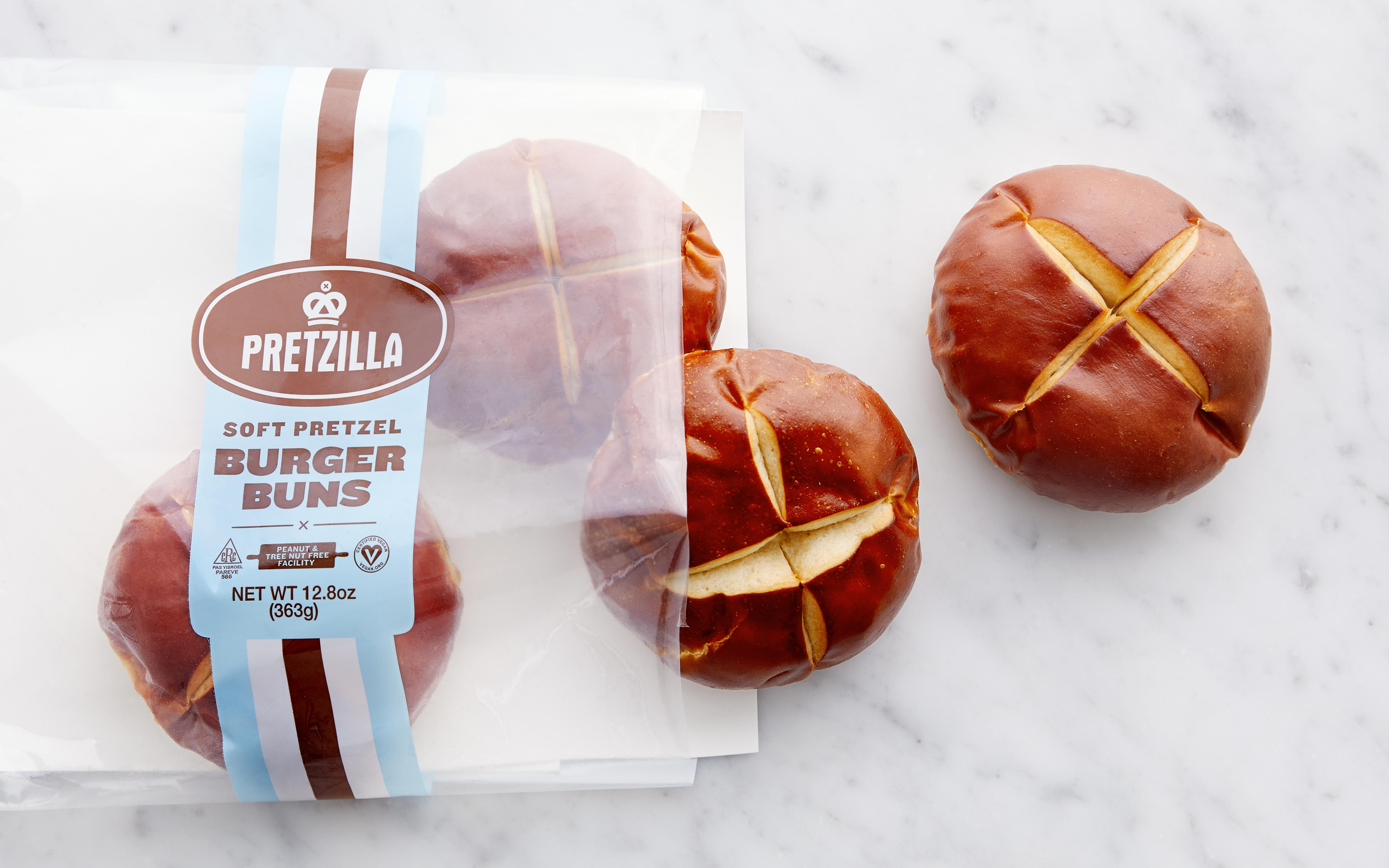 Soft Pretzel Burger Buns | 4 count | Pretzilla | Good Eggs