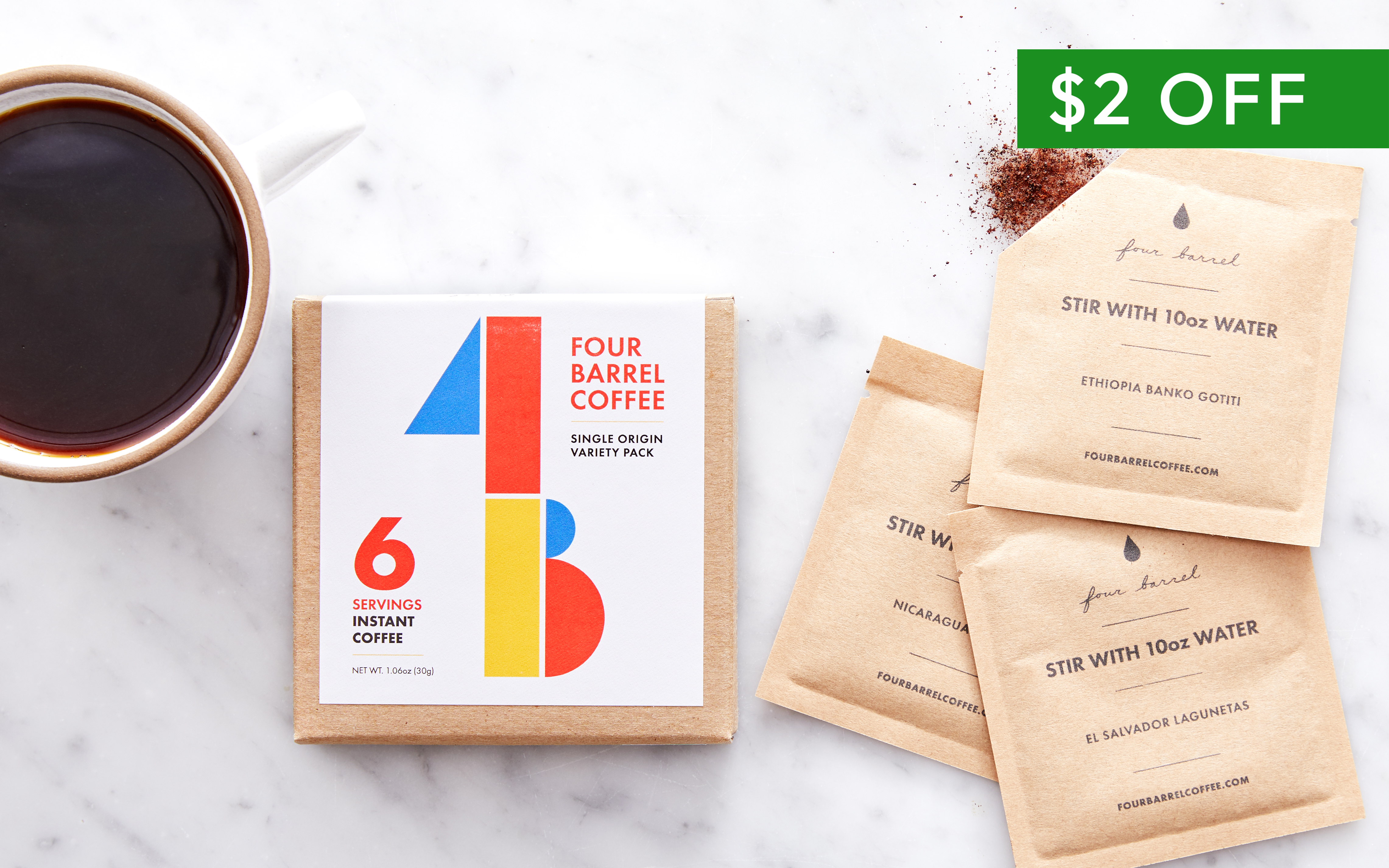 Single Origin Variety Pack Instant Coffee | 6 count | Four Barrel ...