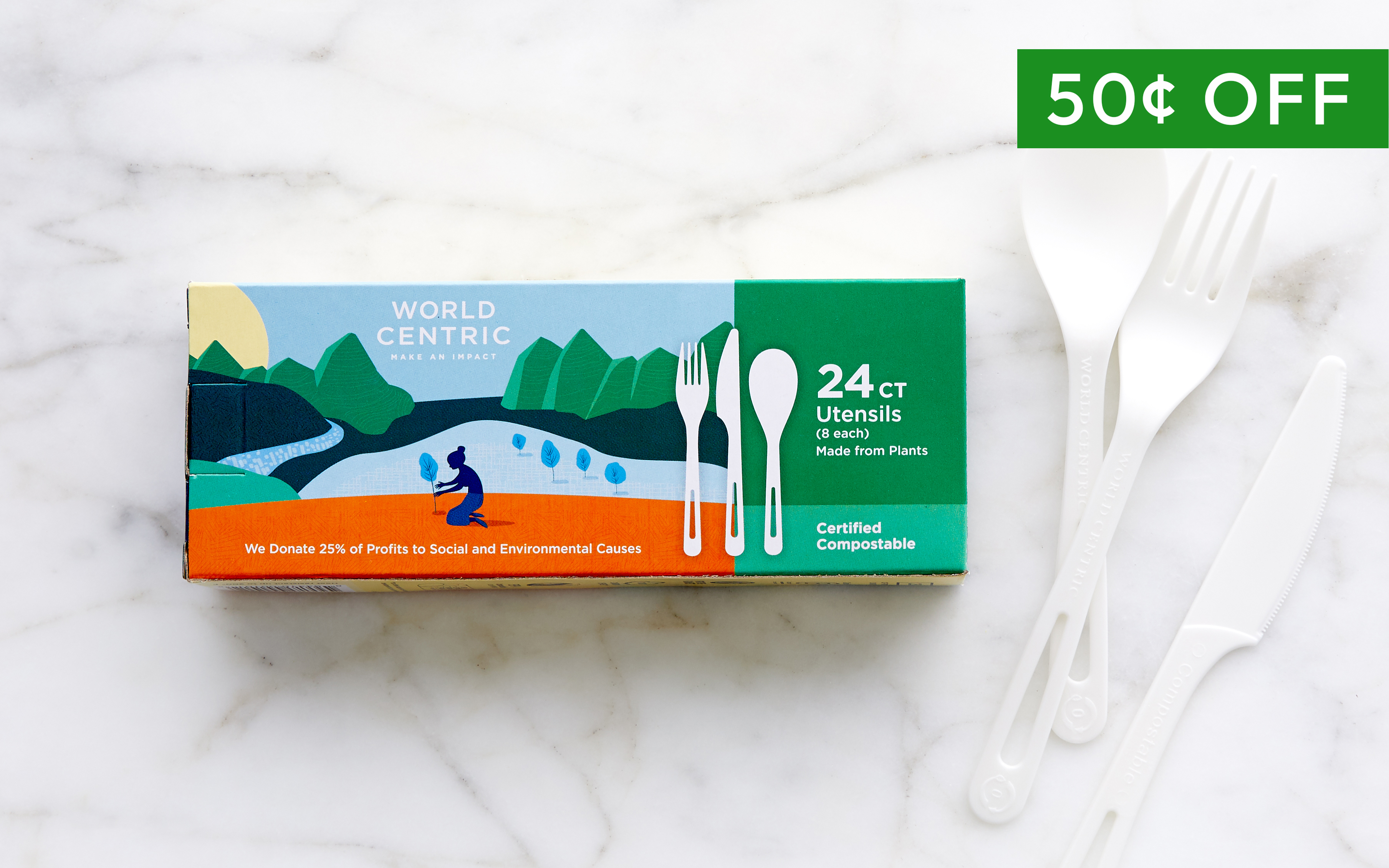 Compostable Assorted Cutlery | 24 count | World Centric | Good Eggs