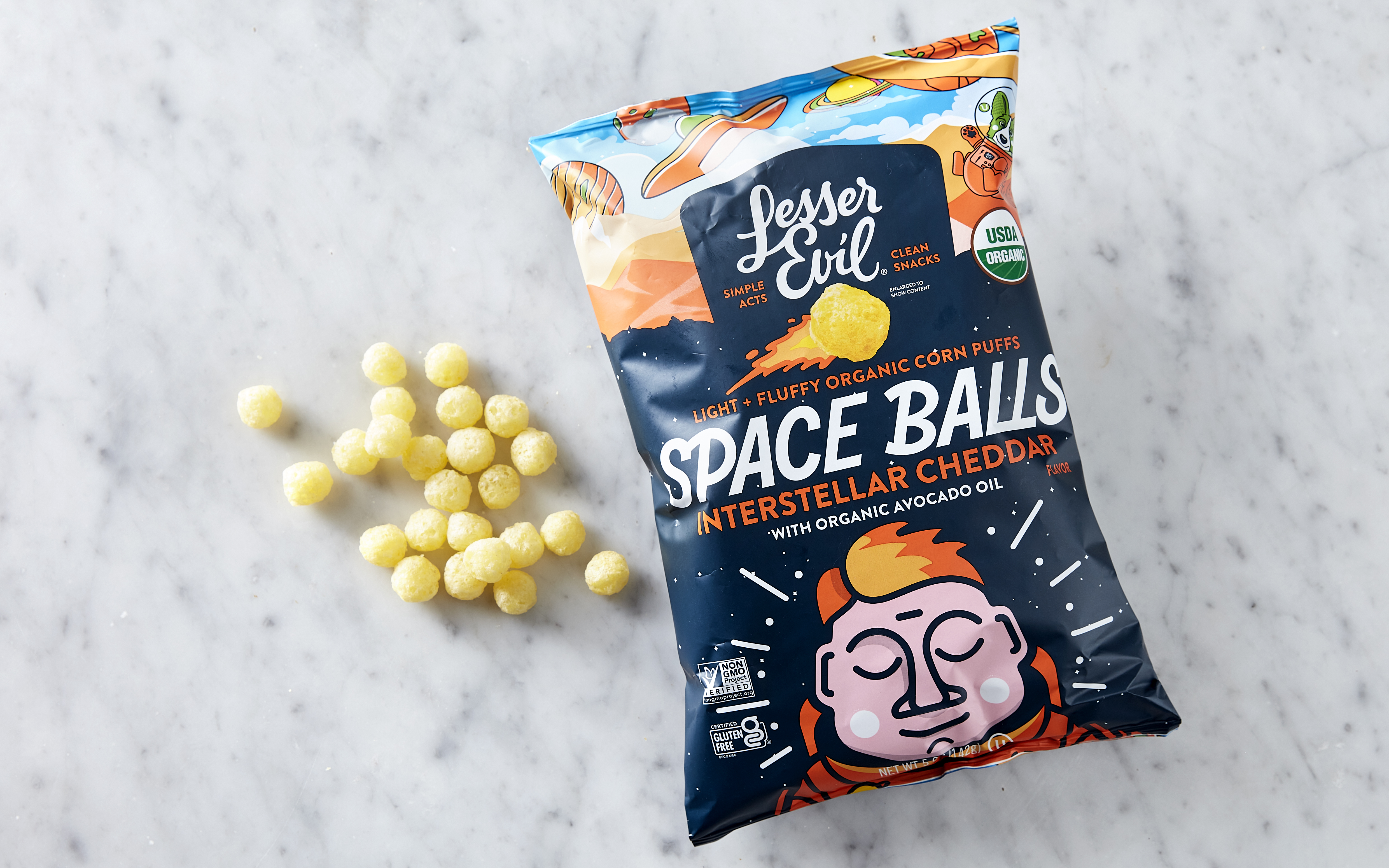 Interstellar Cheddar Space Balls | 5 oz | Lesser Evil | Good Eggs