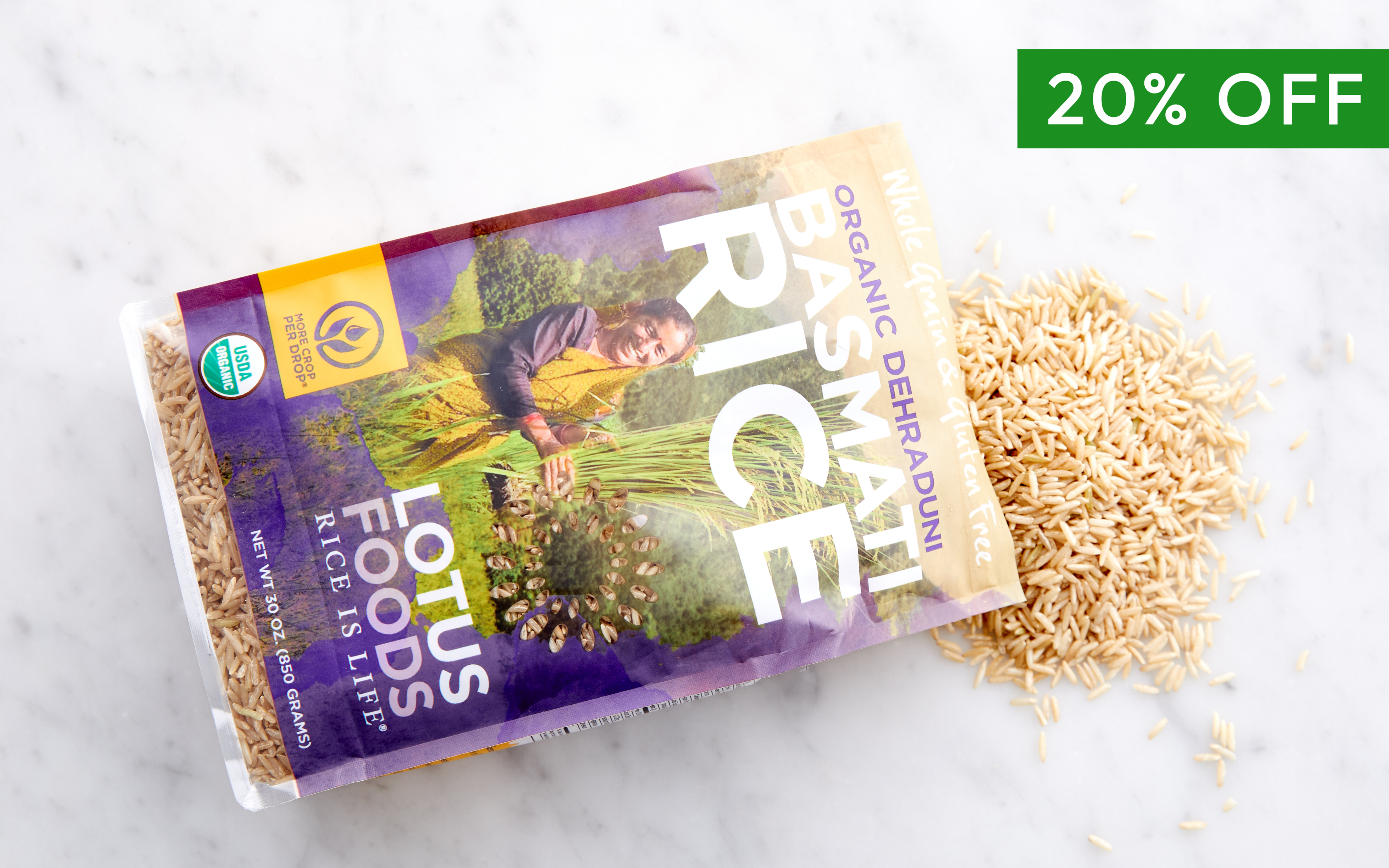 Organic Brown Heirloom Basmati Rice | 30 oz | Lotus Foods | Good Eggs