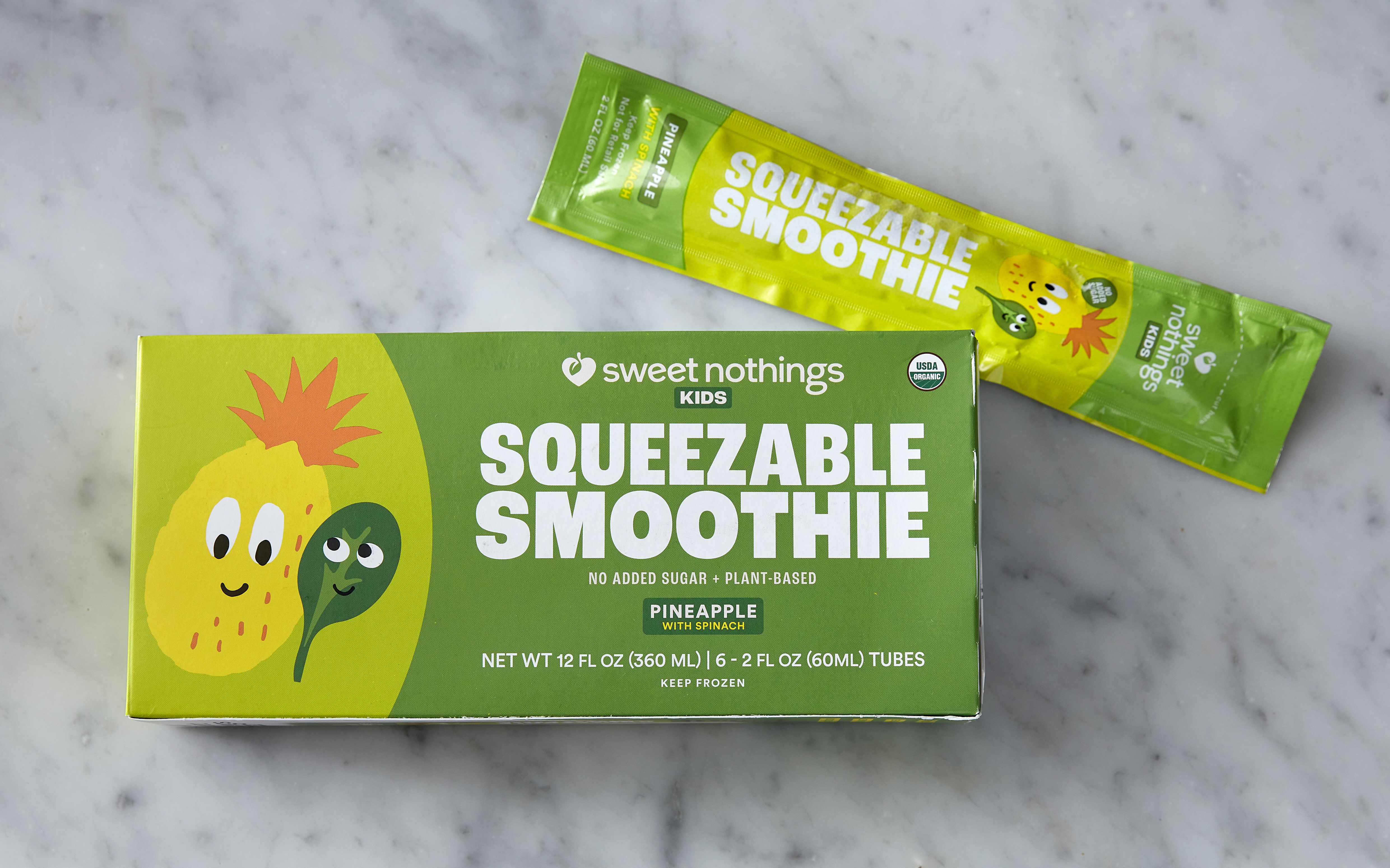 Pineapple with Spinach Kids Squeezable Smoothies | 6 count | Sweet ...