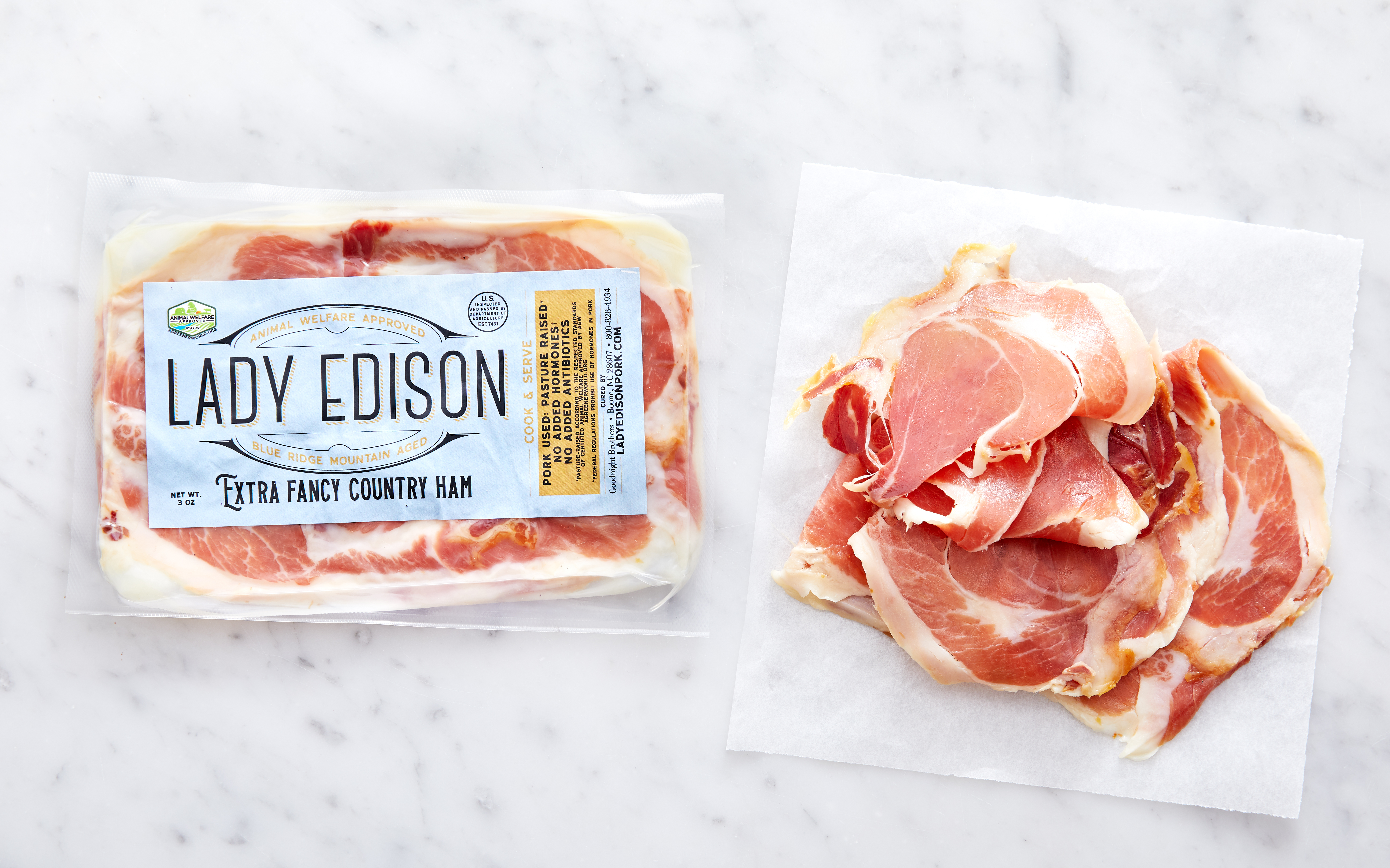 Sliced Country Ham | 3 oz | Lady Edison Pork | Good Eggs