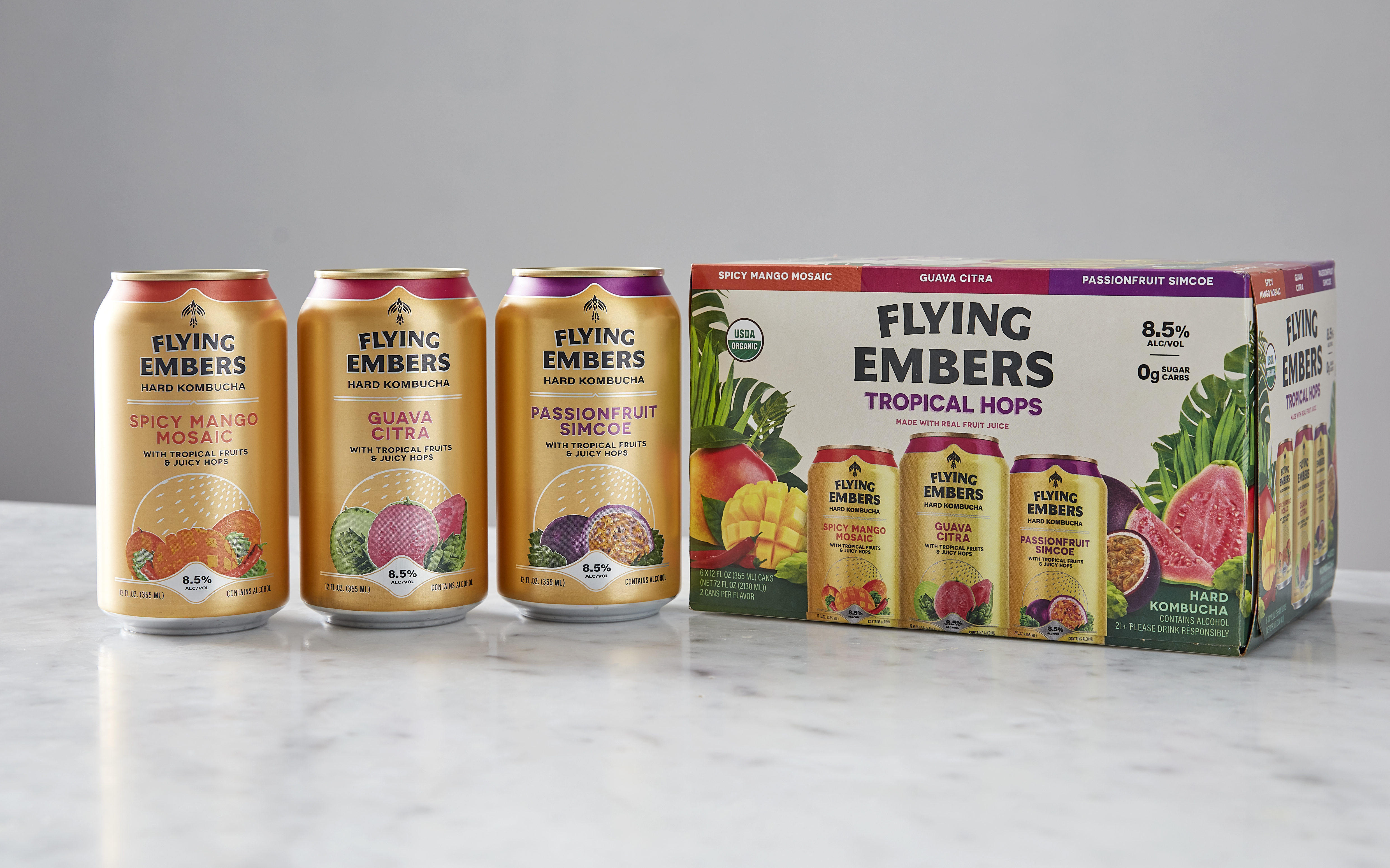 Tropical Hops Variety Pack Hard Kombucha | 6 count | Flying Embers ...