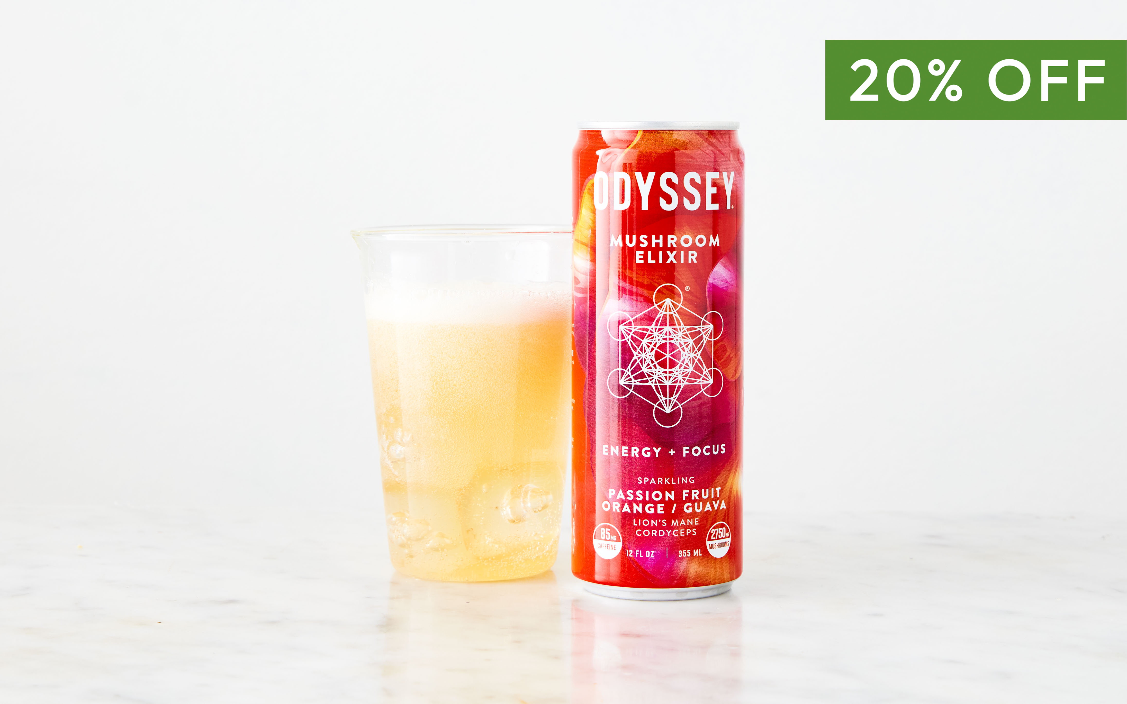 Passion Fruit Orange Guava Sparkling Mushroom Elixir | 12 oz | Odyssey ...