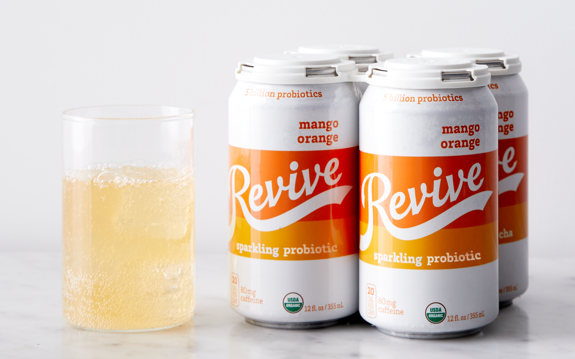 Organic Mango Orange Sparkling Probiotic | 4 count | Revive Kombucha ...