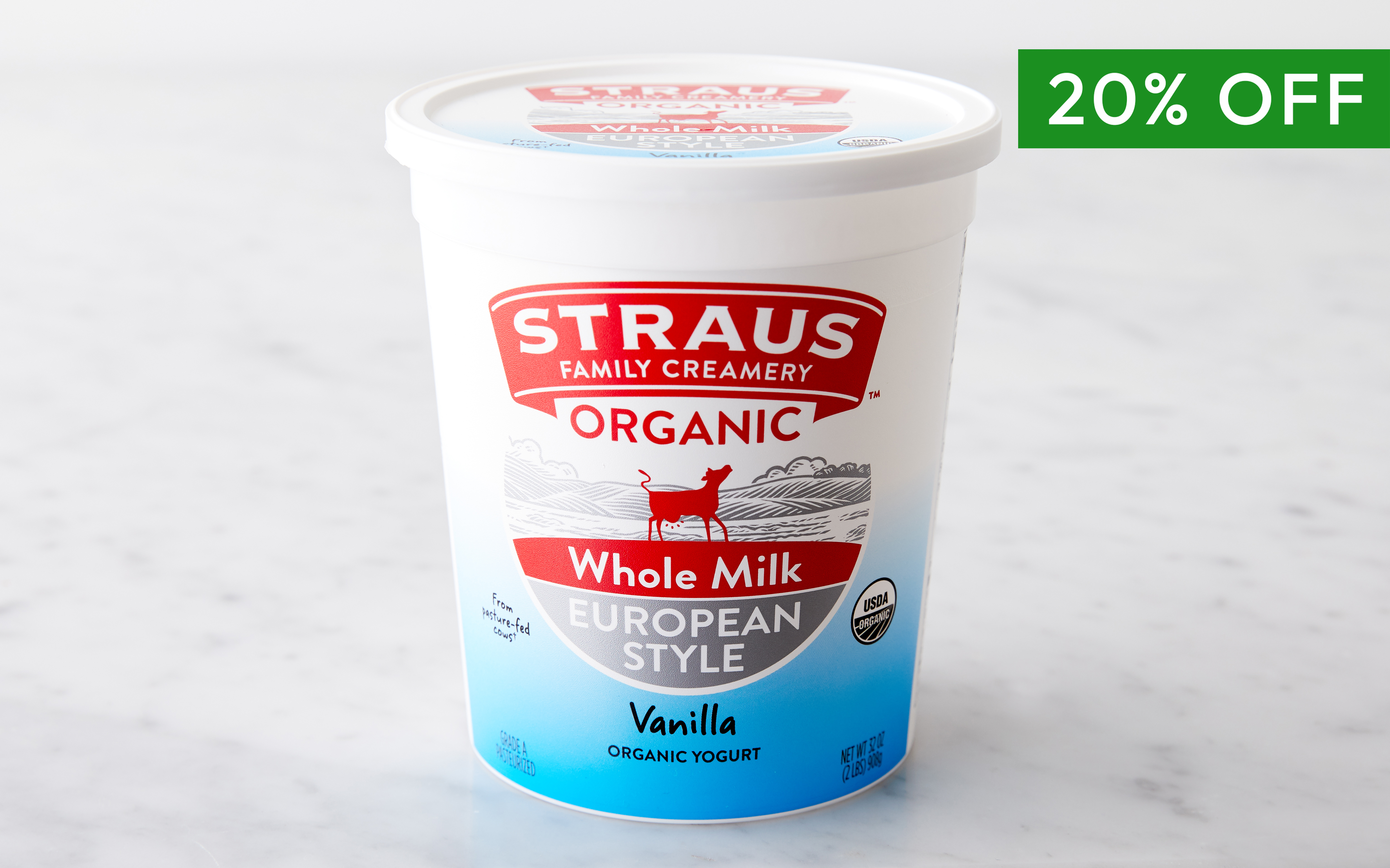 Organic Vanilla Whole Milk Yogurt | 32 oz | Straus Family Creamery ...