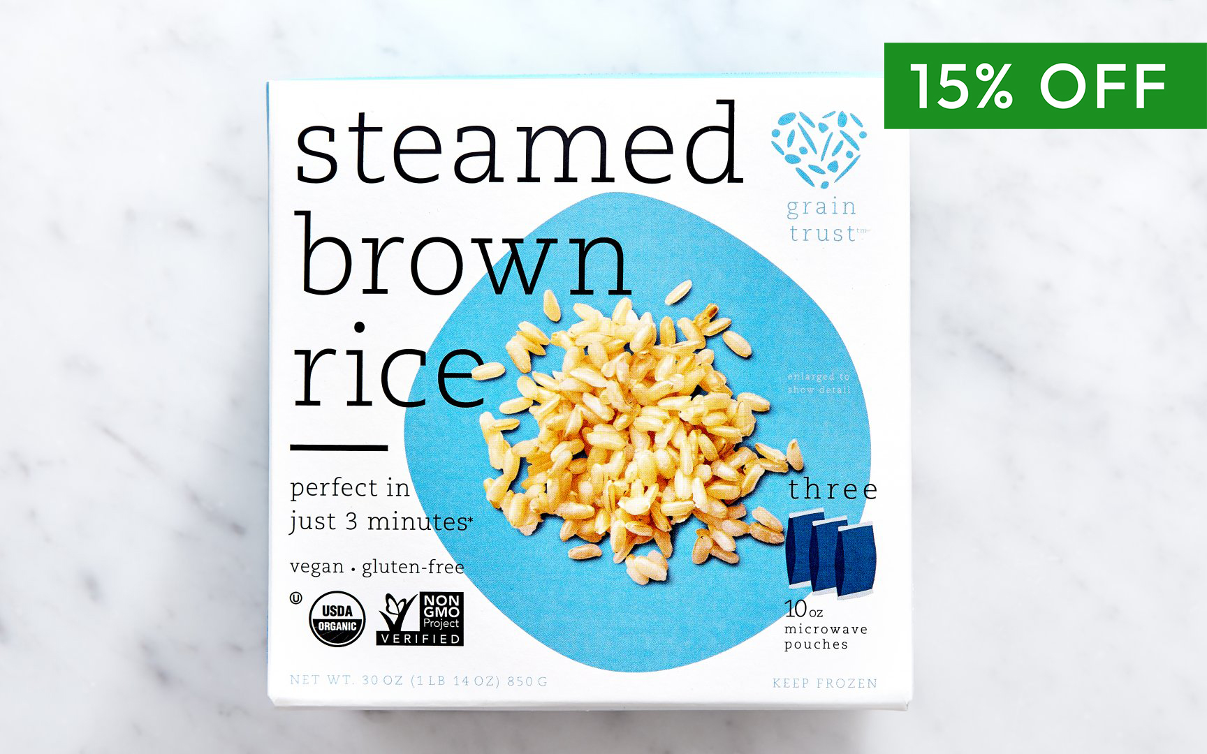 Organic Steamed Brown Rice | 30 oz | Grain Trust | Good Eggs