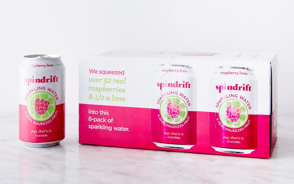 Raspberry Lime Sparkling Water | 8 count | Spindrift | Good Eggs