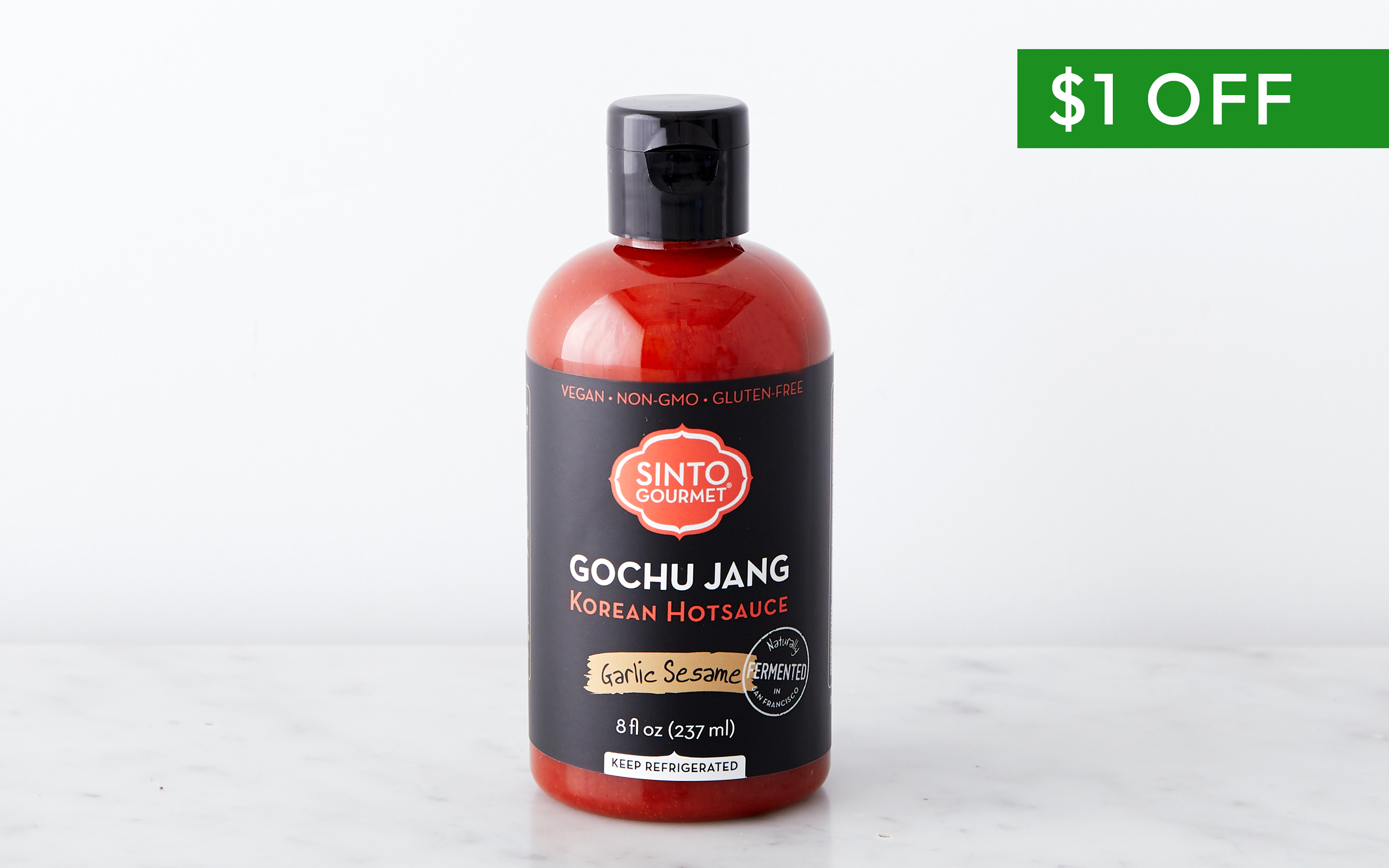 Garlic Sesame Gochu Jang Hot Sauce | 8 fl oz | Sinto Gourmet | Good Eggs