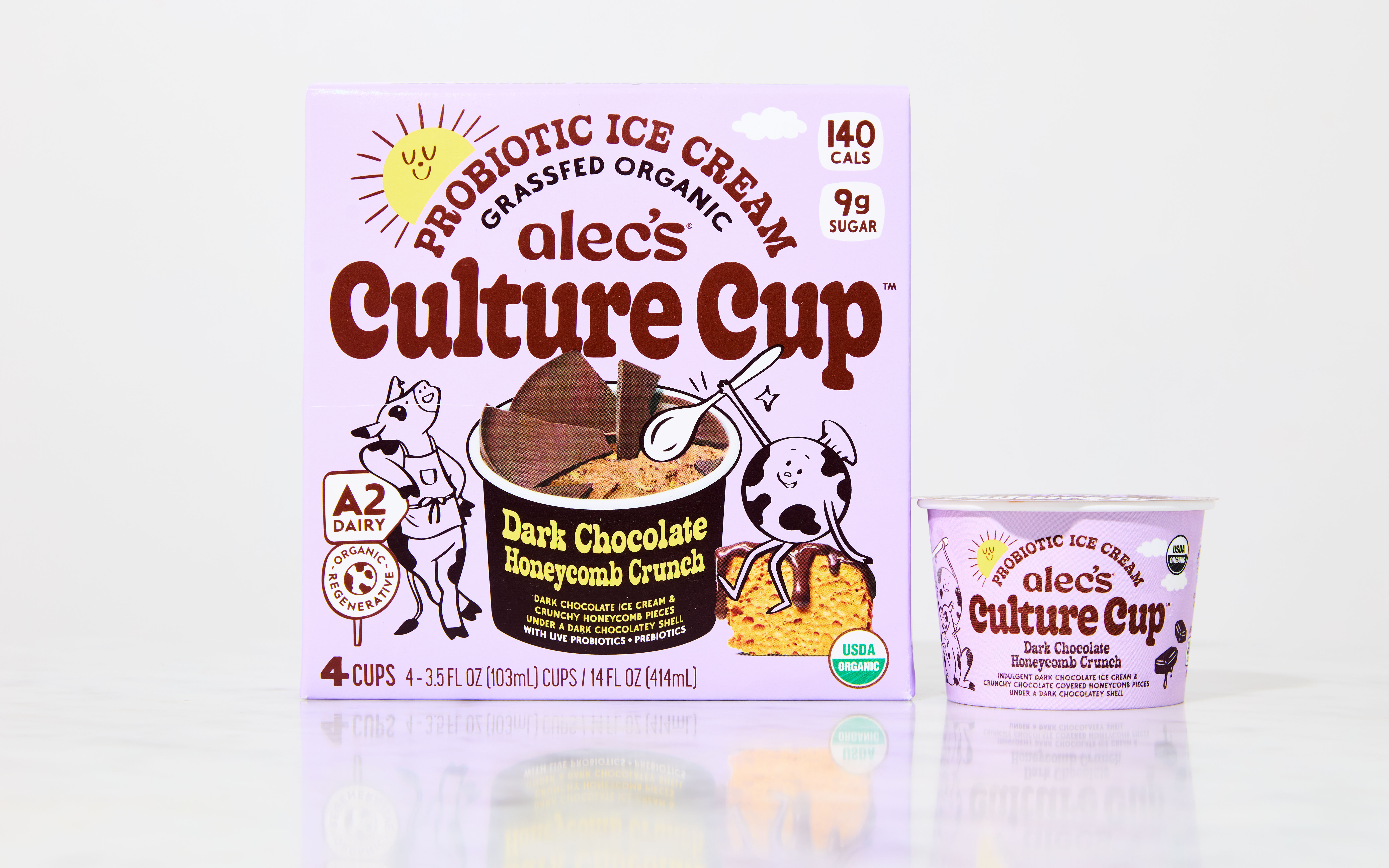 Dark Chocolate Honeycomb Crunch Culture Cups | 4 count | Alec's Ice ...