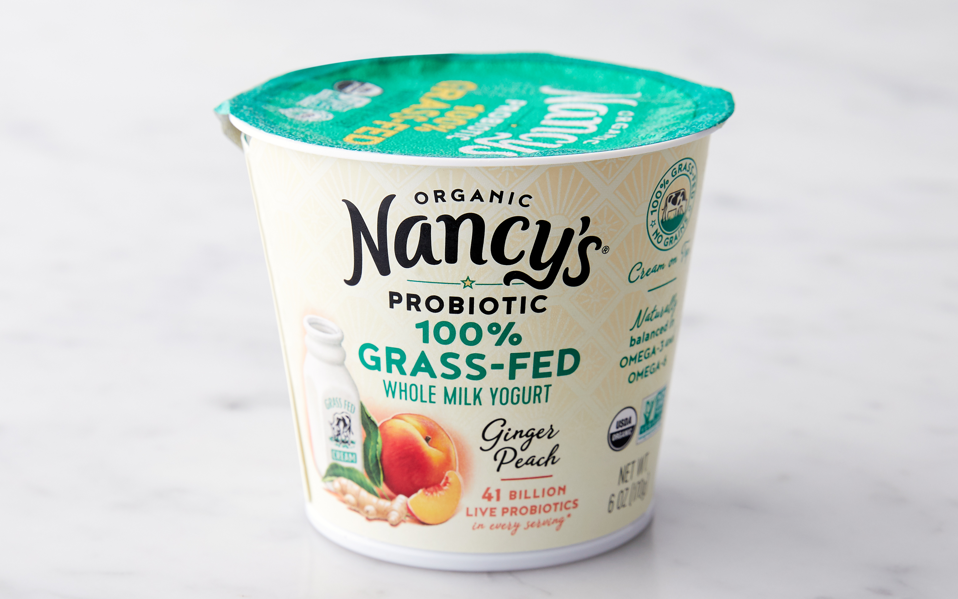 Organic Grass-Fed Whole Milk Ginger Peach Yogurt | 6 oz | Nancy's ...