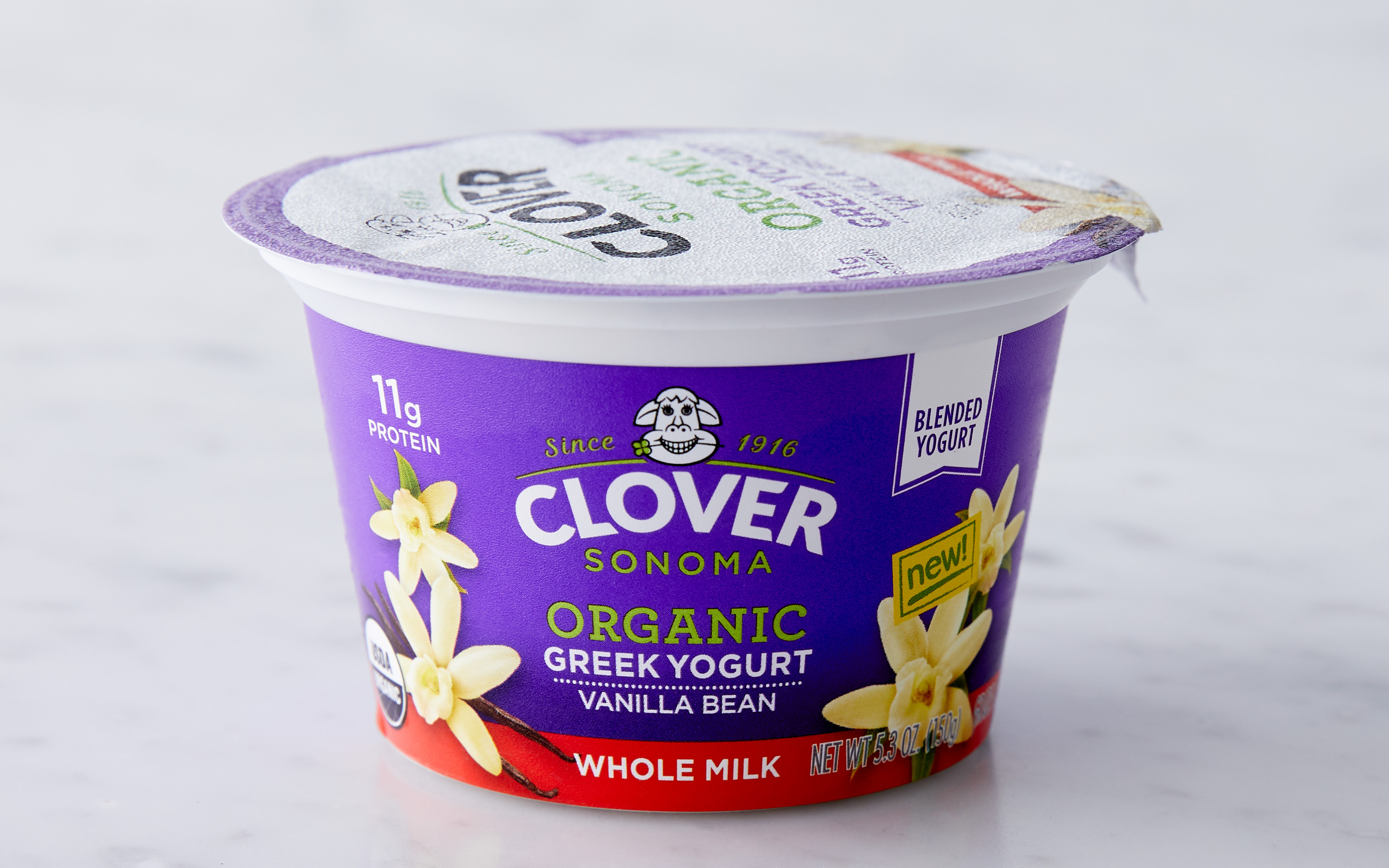 Organic Vanilla Bean Whole Milk Greek Yogurt | 5.3 oz | Clover Sonoma ...
