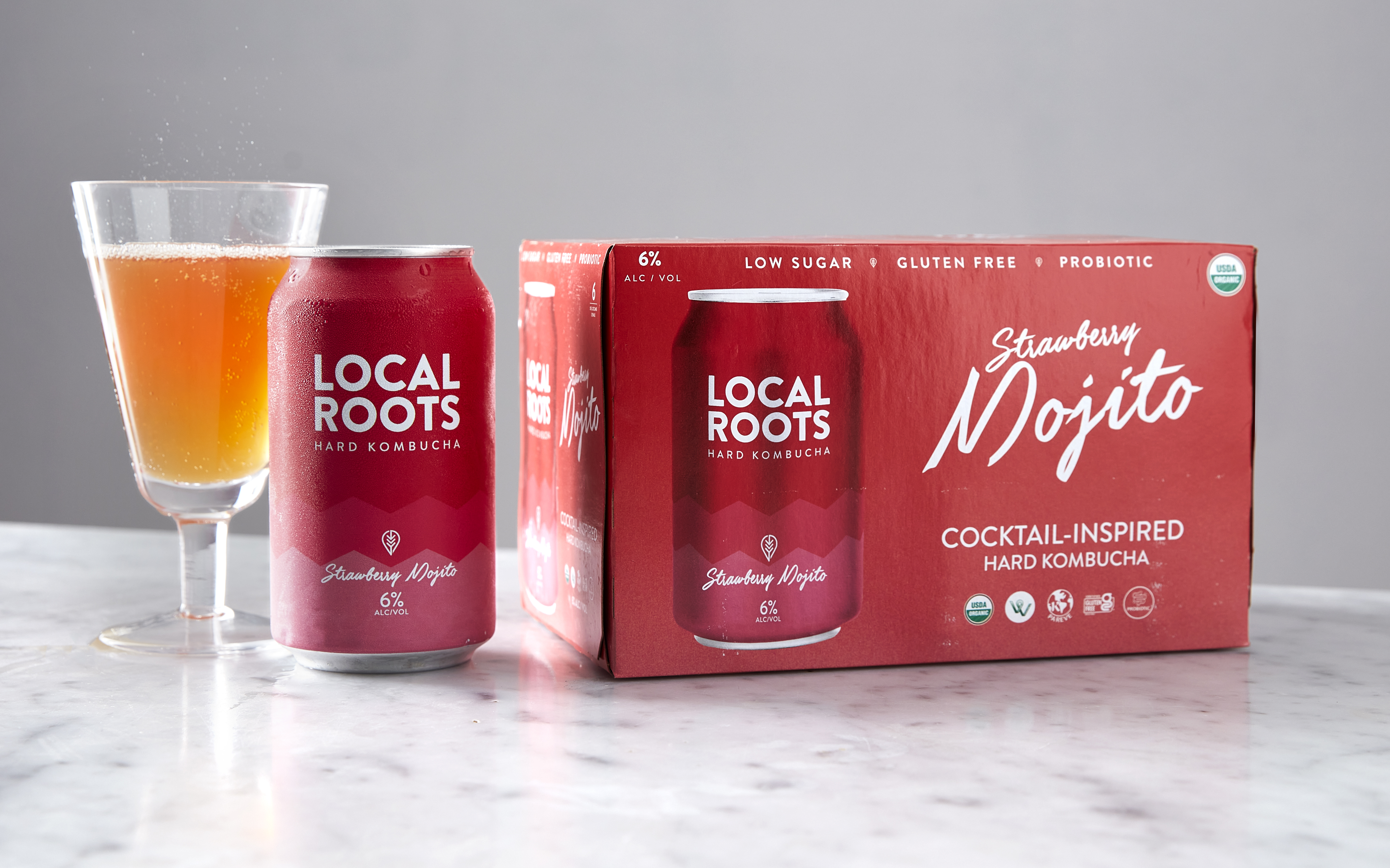 Strawberry Mojito Hard Kombucha | 6 count | Local Roots Kombucha | Good ...