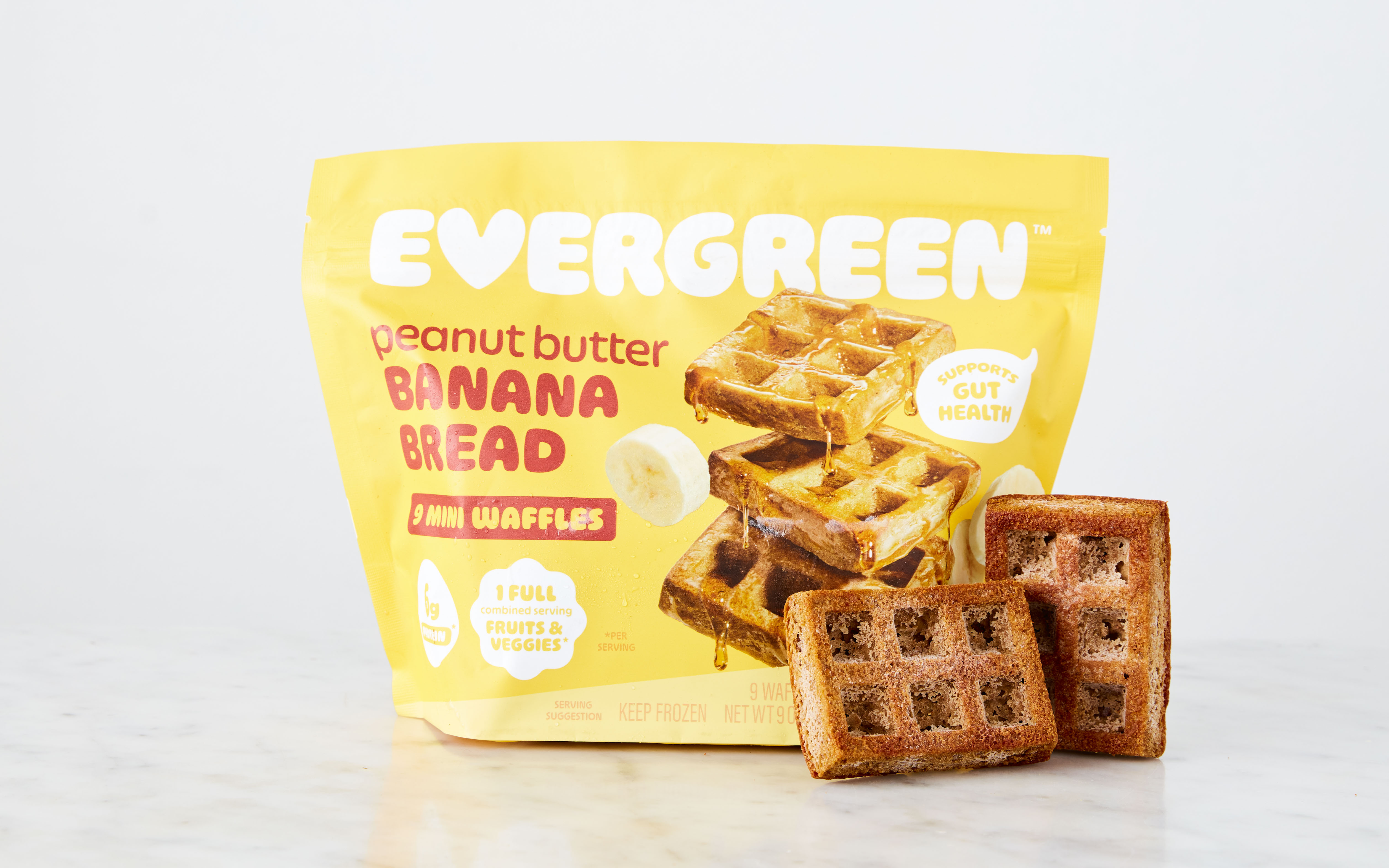 Peanut Butter & Banana Frozen Waffles | 9 oz | Evergreen Waffles | Good ...