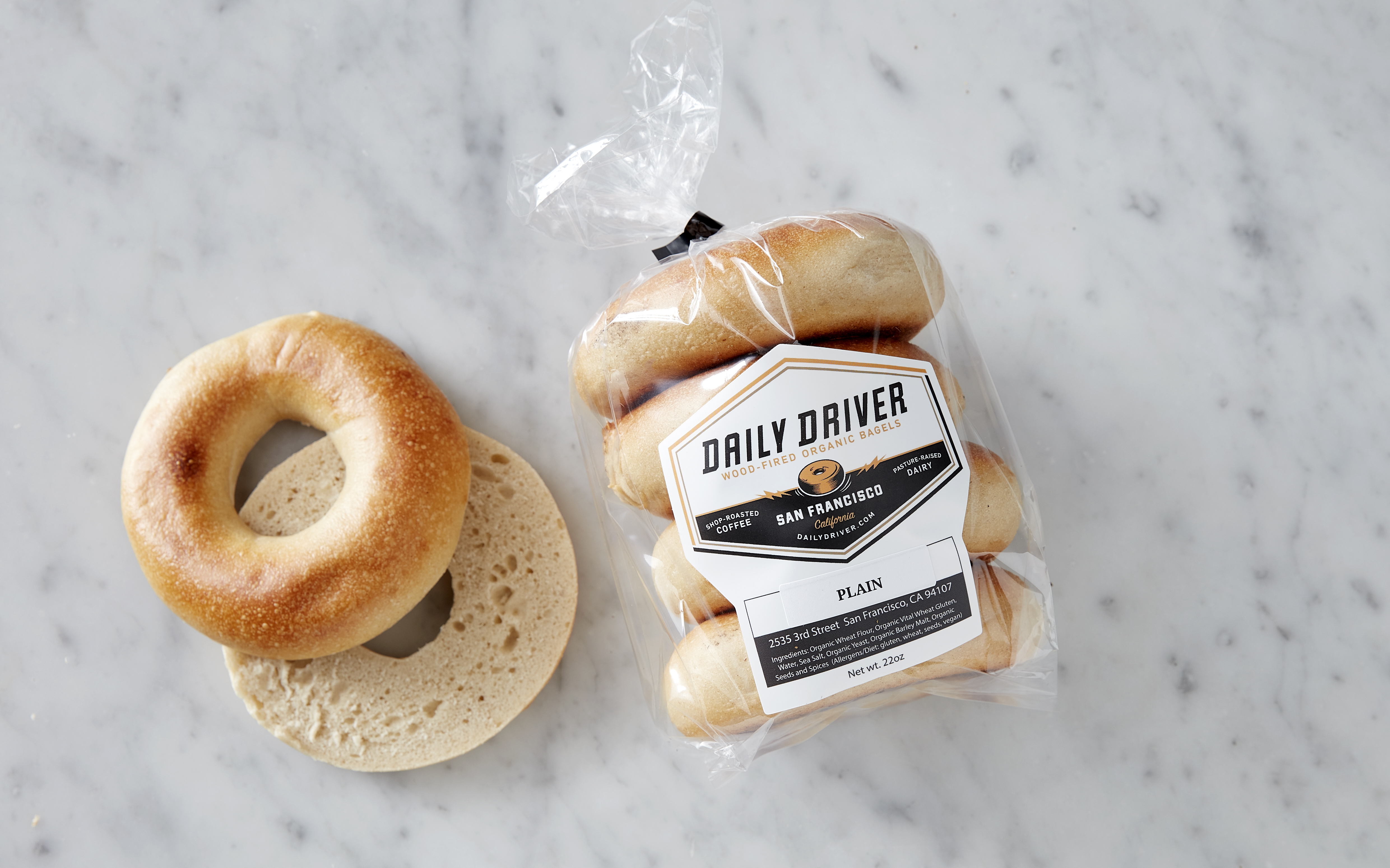 Wood-Fired Organic Plain Bagels | 4 count | Daily Driver | Good Eggs