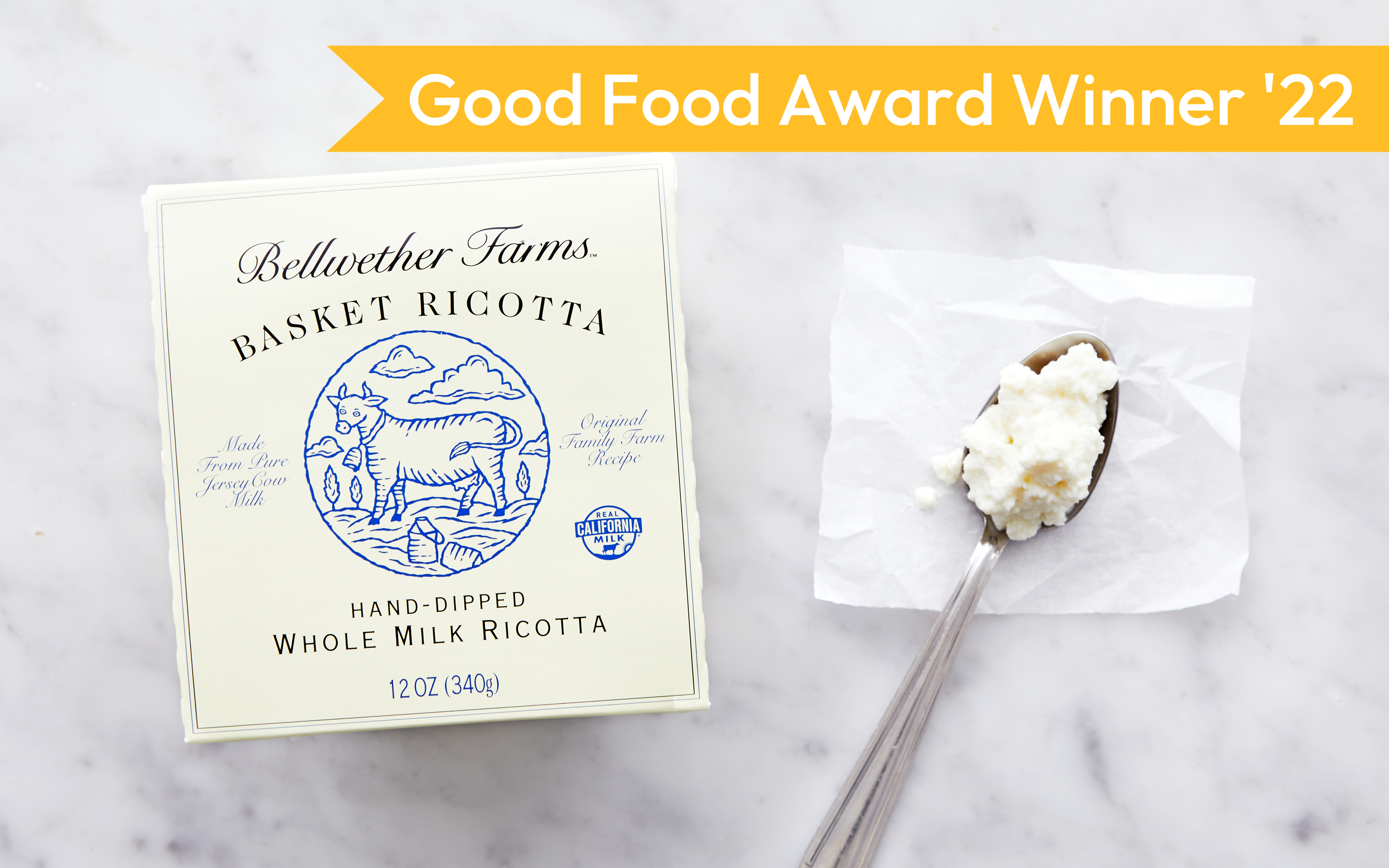 Jersey Cow's Milk Ricotta | 12 oz | Bellwether Farms | Good Eggs