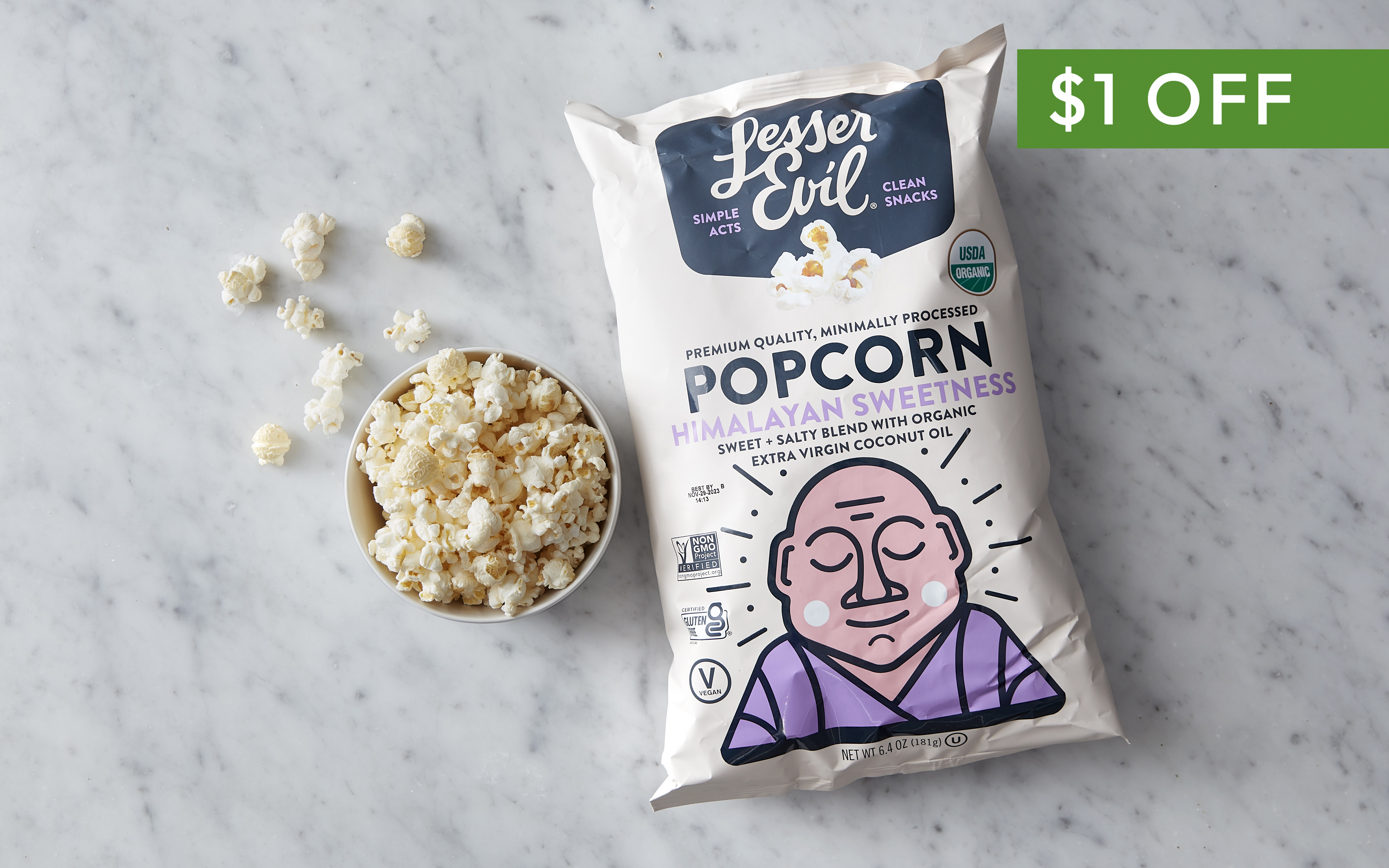 Himalayan Sweetness Popcorn | 6.4 oz | Lesser Evil | Good Eggs