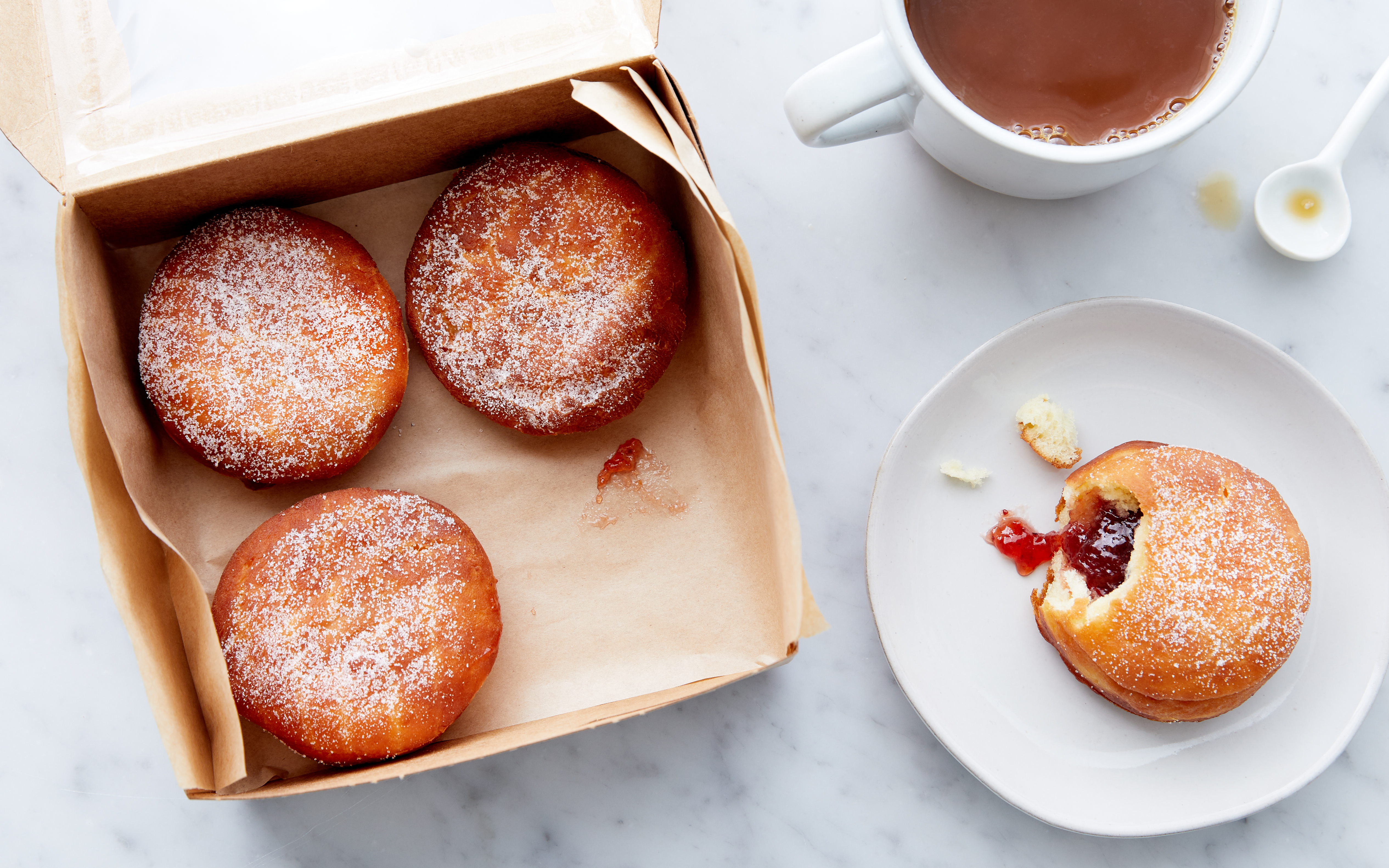 Box of Strawberry Sufganiyot (Jelly Donuts) | 4 count | Dynamo Donuts ...