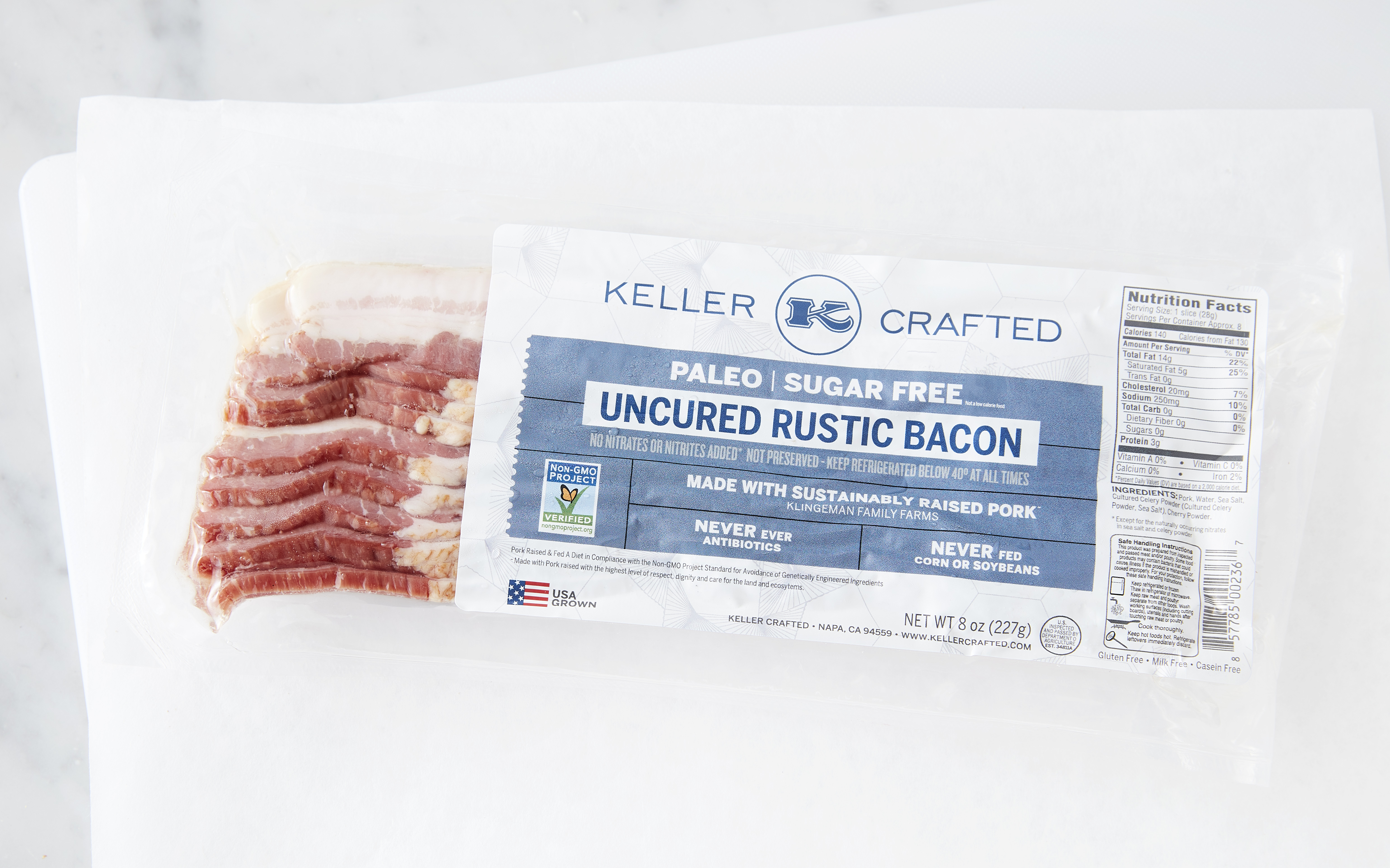 Sugar Free Uncured Rustic Pork Bacon (Frozen) | 8 oz | Cream Co. Meats | Good Eggs
