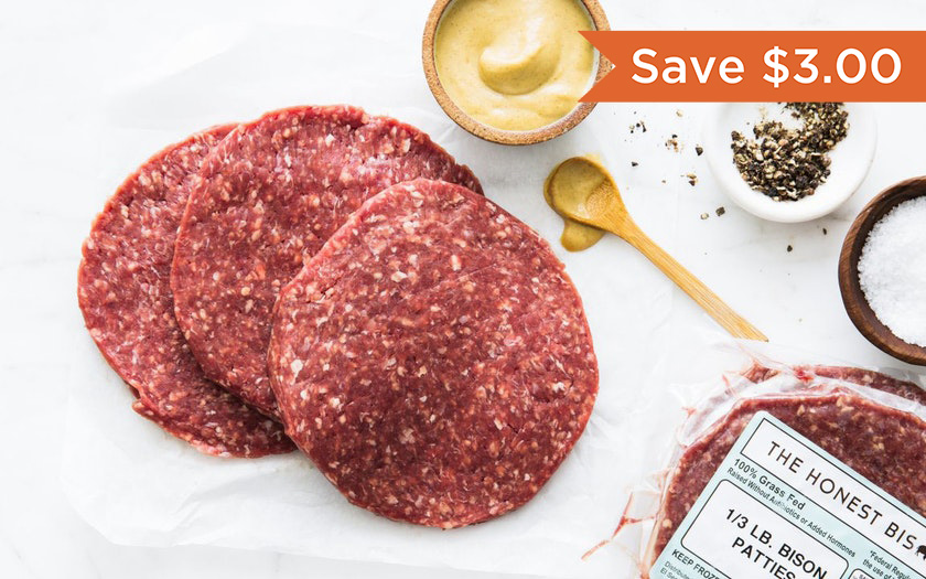 Grass-Fed Bison Burger Patties (Frozen) - The Honest Bison | Good Eggs