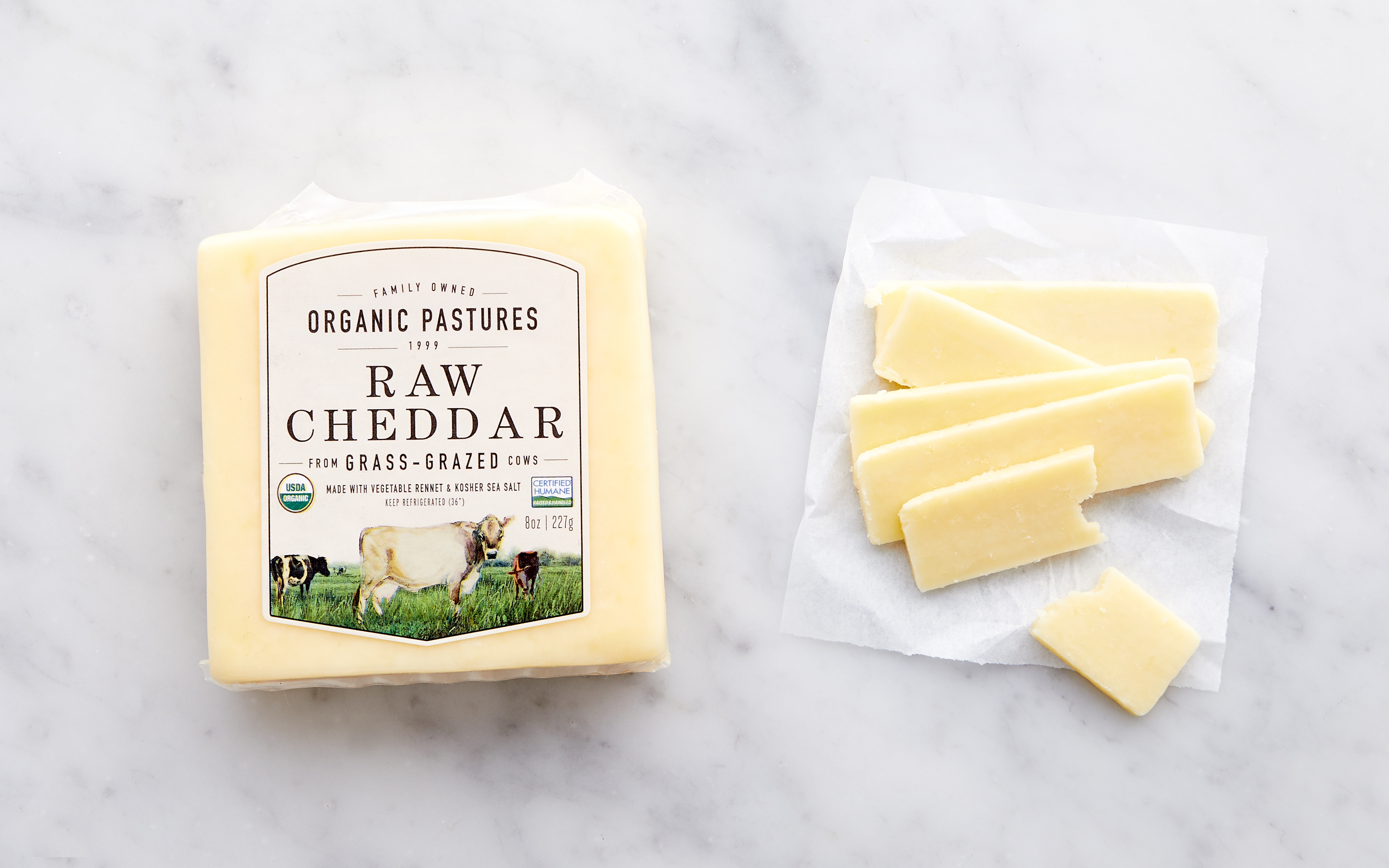 Raw Cheddar Cheese | 8 oz | Organic Pastures Dairy Company | Good Eggs